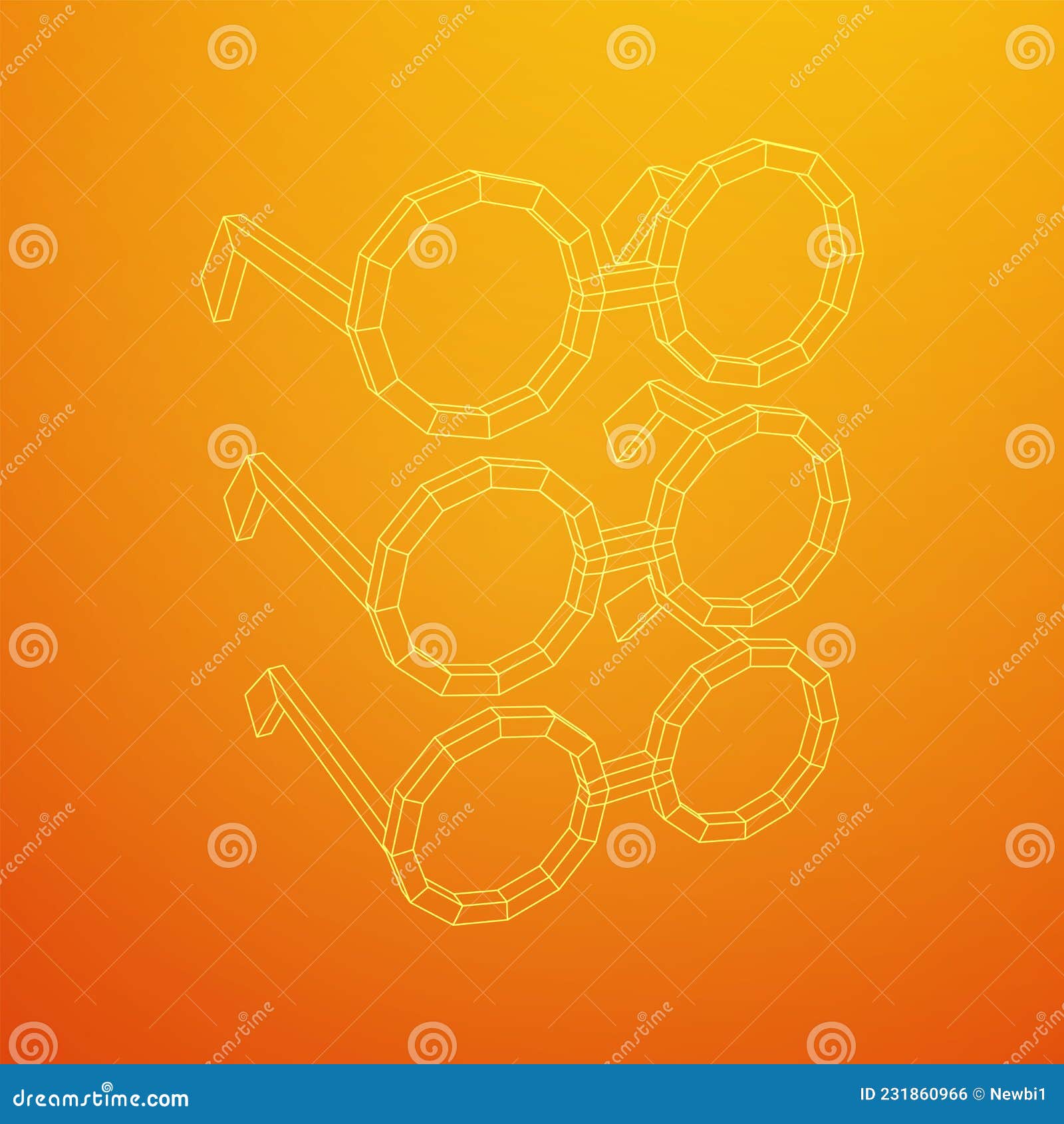 Nerd Round Retro Glasses Wireframe Vector Illustration. Stock Vector ...