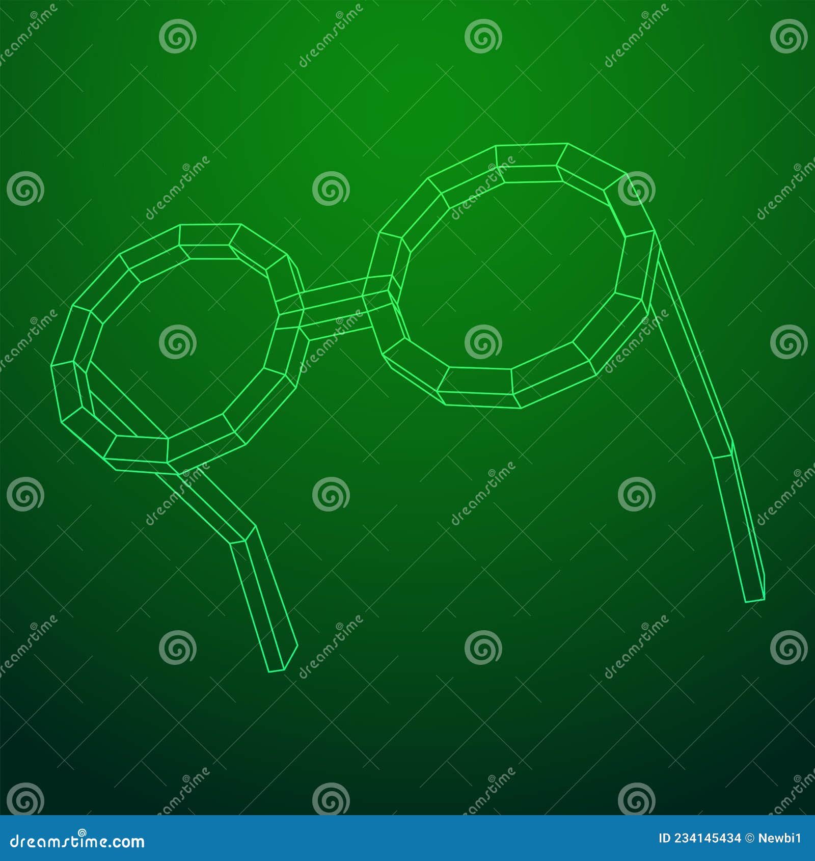 Nerd Round Retro Glasses Wireframe Vector Illustration. Stock Vector ...