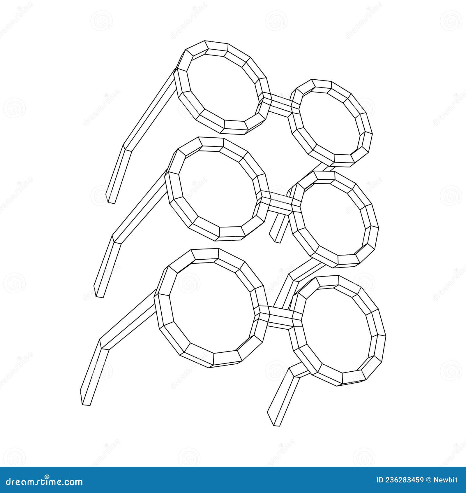 Nerd Round Retro Glasses Wireframe Vector Illustration. Stock Vector ...