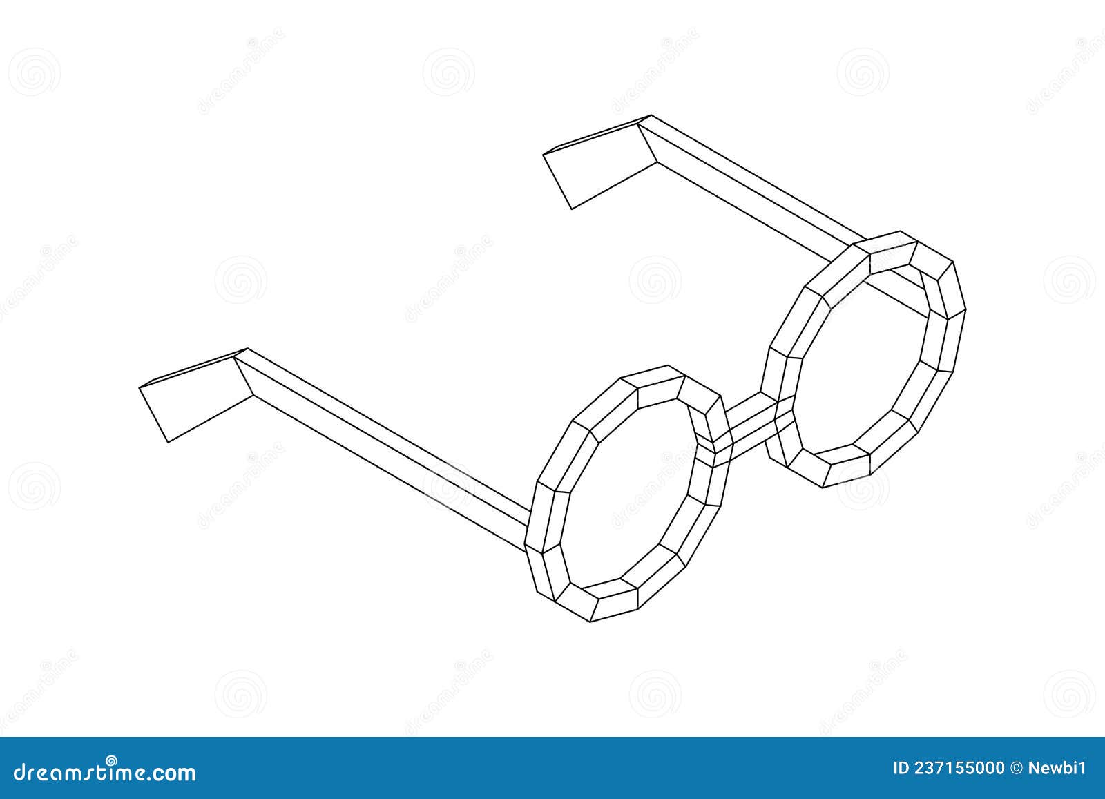 Nerd Round Retro Glasses Wireframe Vector Illustration. Stock Vector ...