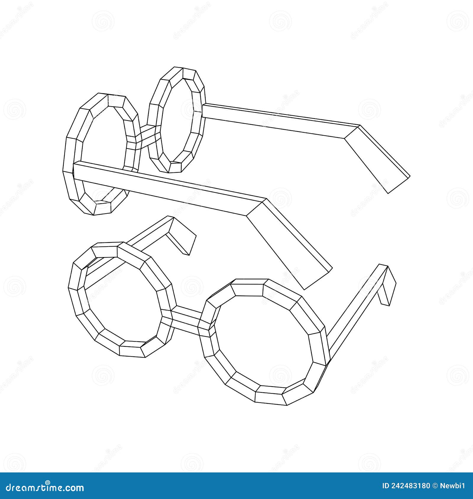 Nerd Round Retro Glasses Wireframe Vector Illustration. Stock Vector ...