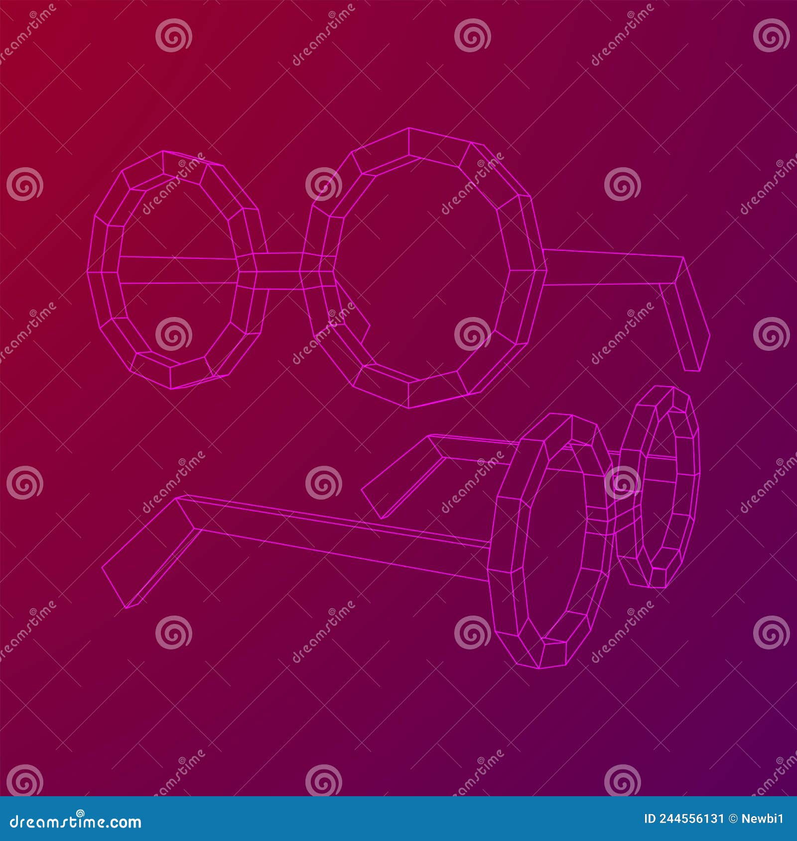 Nerd Round Retro Glasses Wireframe Vector Illustration. Stock Vector ...