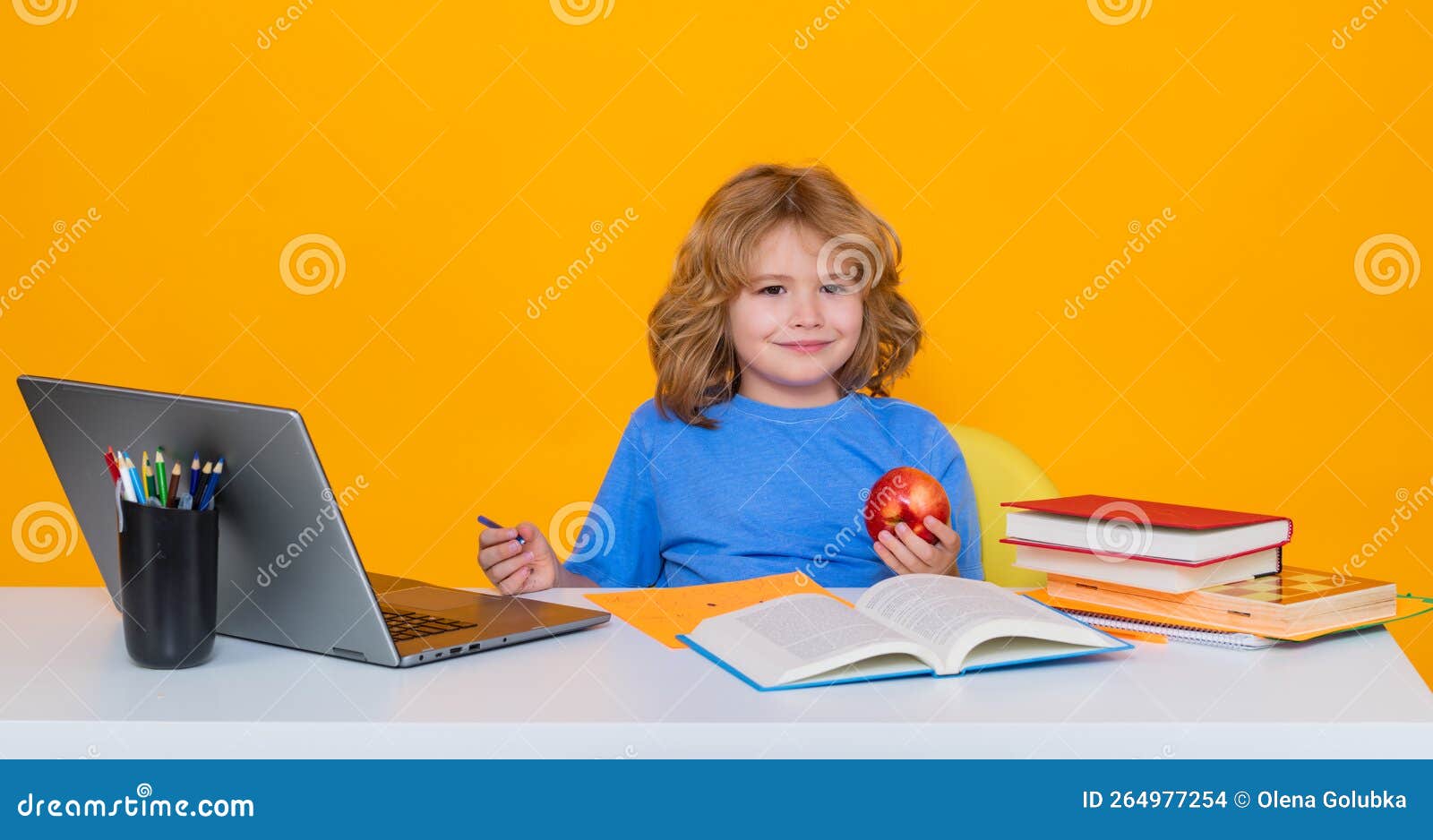 Nerd School Kid Isolated on Studio Background. Clever Child from ...