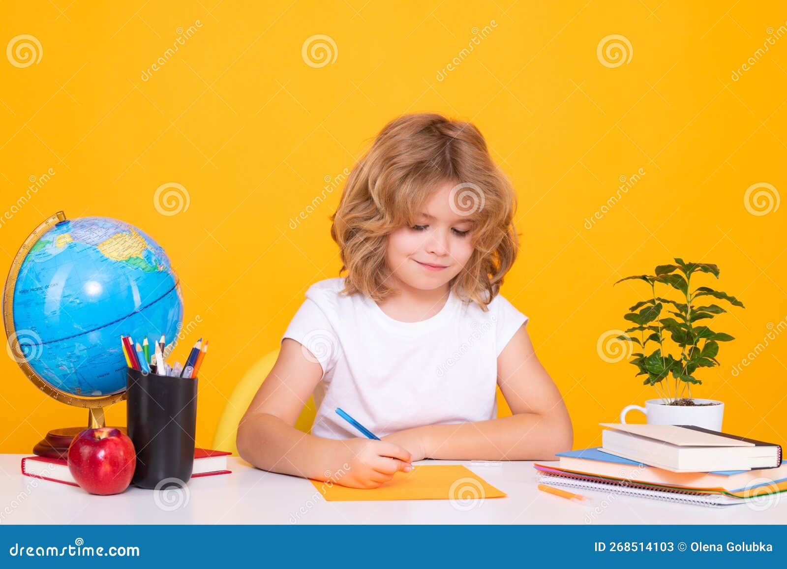 Nerd School Kid Isolated on Studio Background. Clever Child from ...