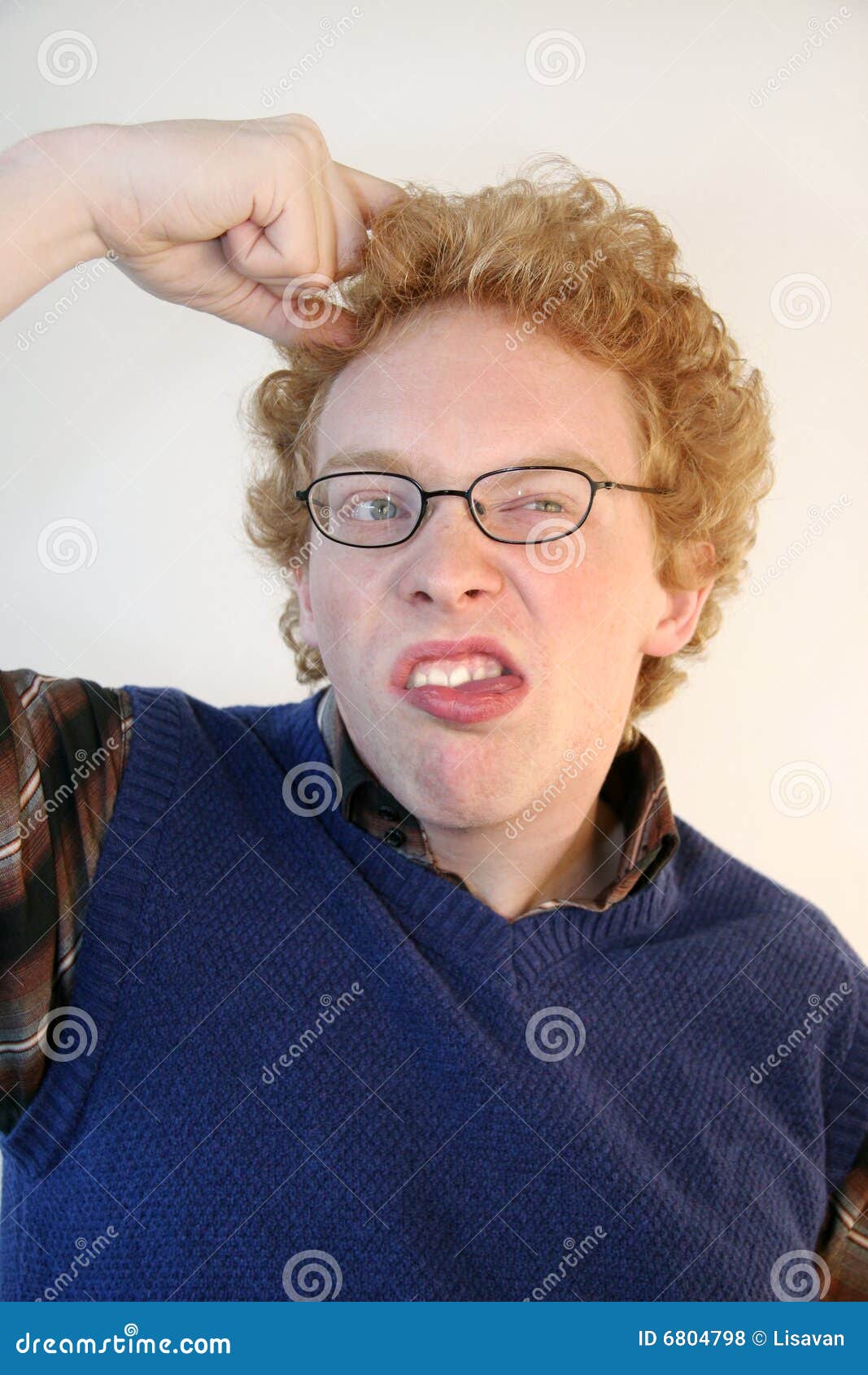 Nerd scrathing head stock photo. Image of fool, redhaired - 6804798