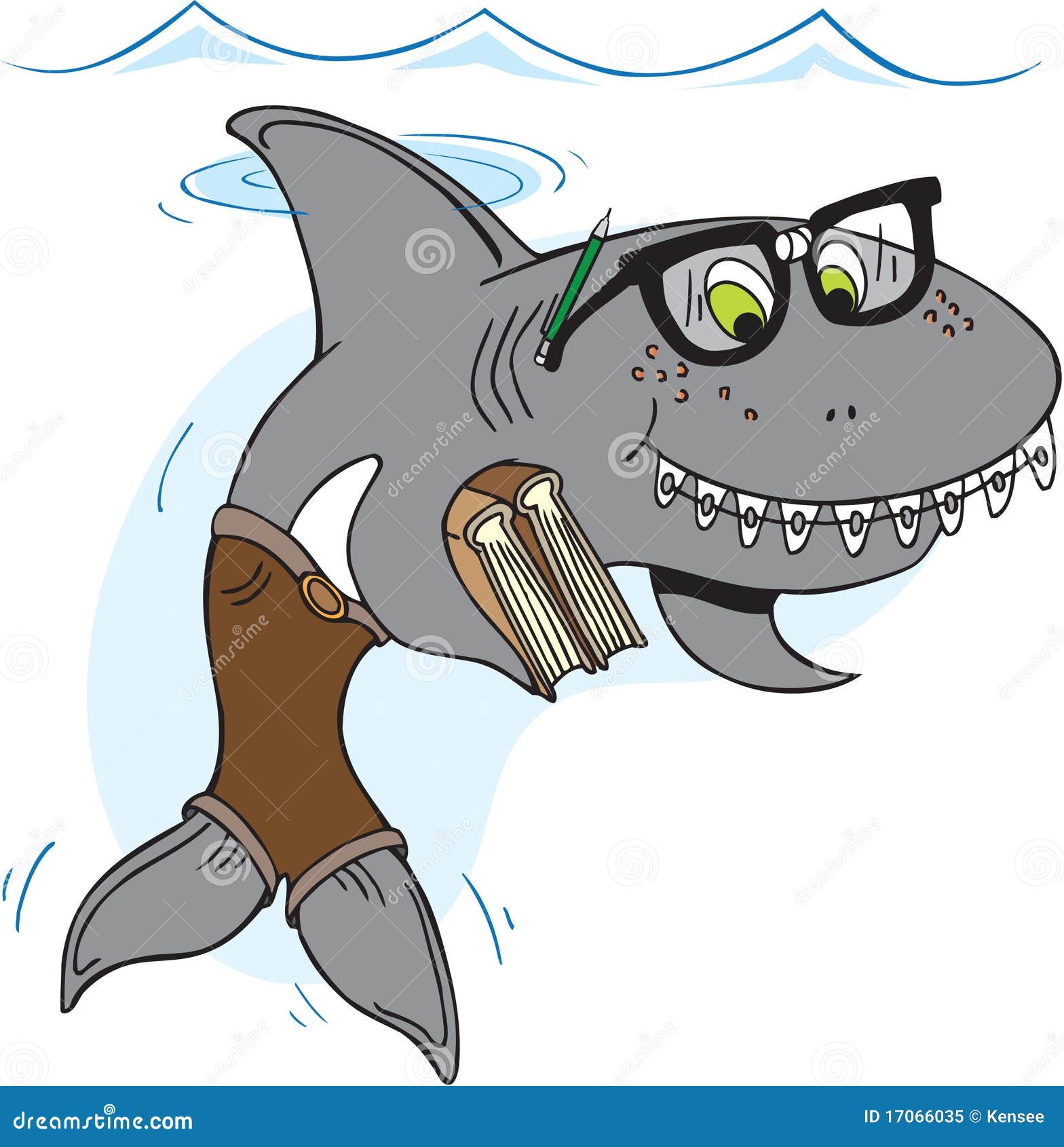 Nerd Shark Cartoon Vector | CartoonDealer.com #17066035