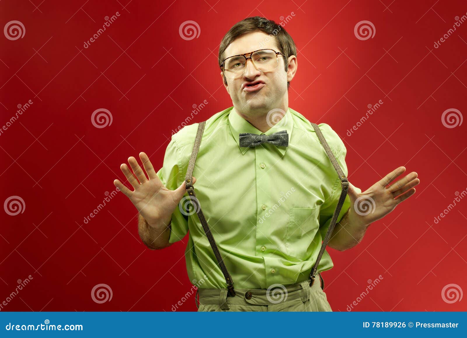 Nerd showing off stock photo. Image of grimacing, macho - 78189926