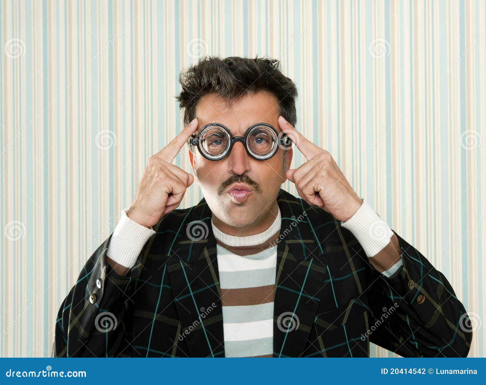 Nerd Silly Crazy Myopic Glasses Man Funny Gesture Stock Photo - Image ...