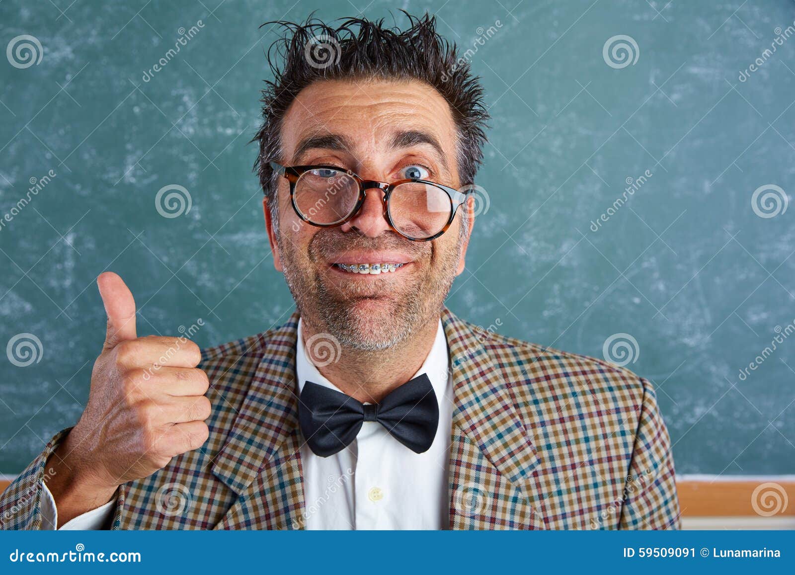 Nerd Silly Couple Retro Man Woman Ok Hand Sign Stock Photo ...