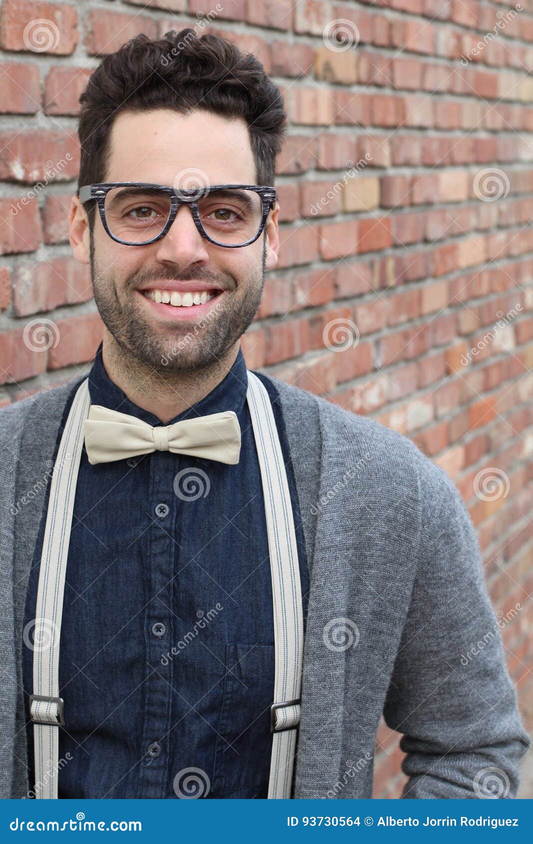 Nerd Student Making a Funny Awkward Smiling Face - Stock Image Stock ...