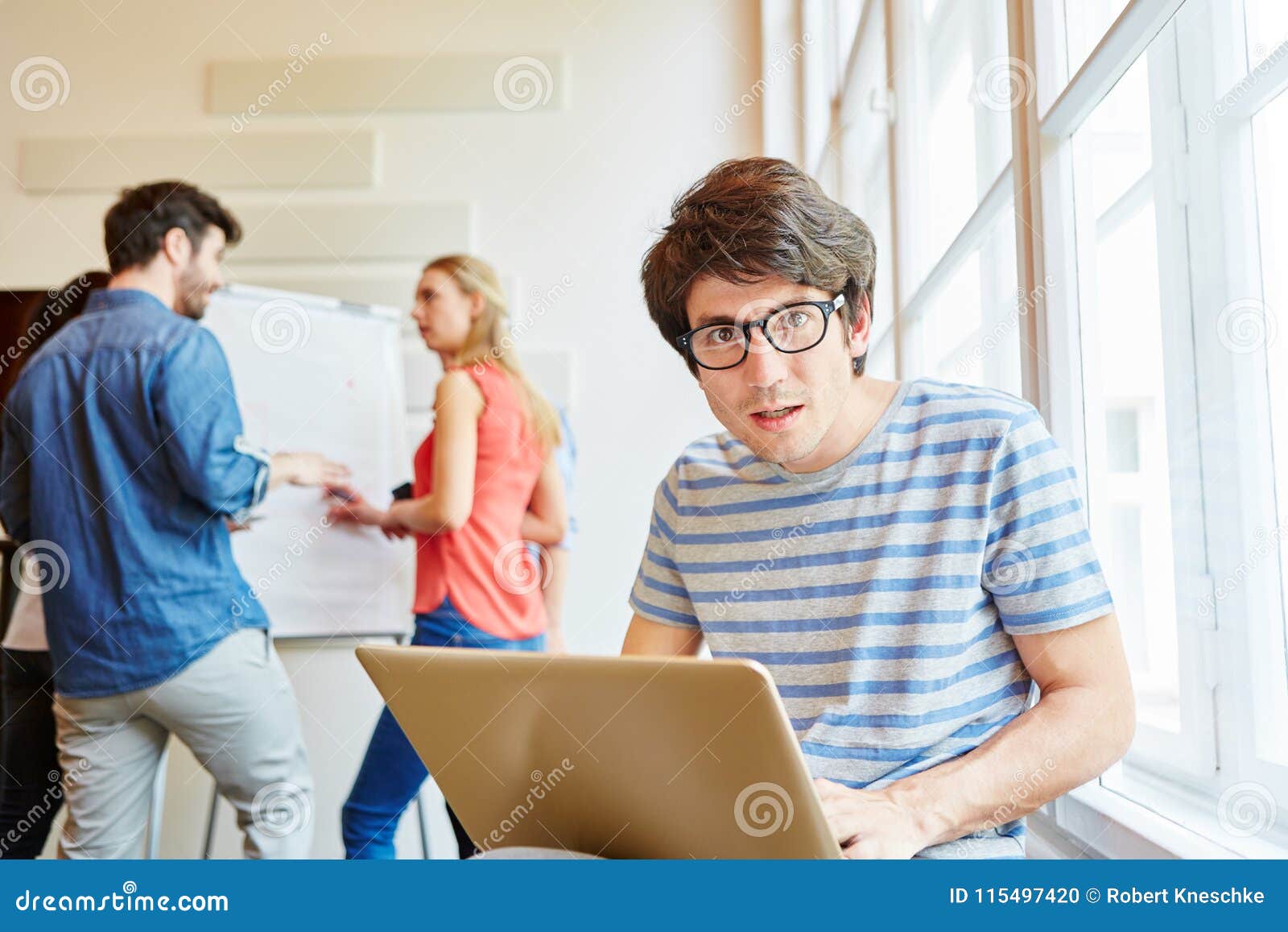 Nerd student surprised stock photo. Image of think, digital - 115497420