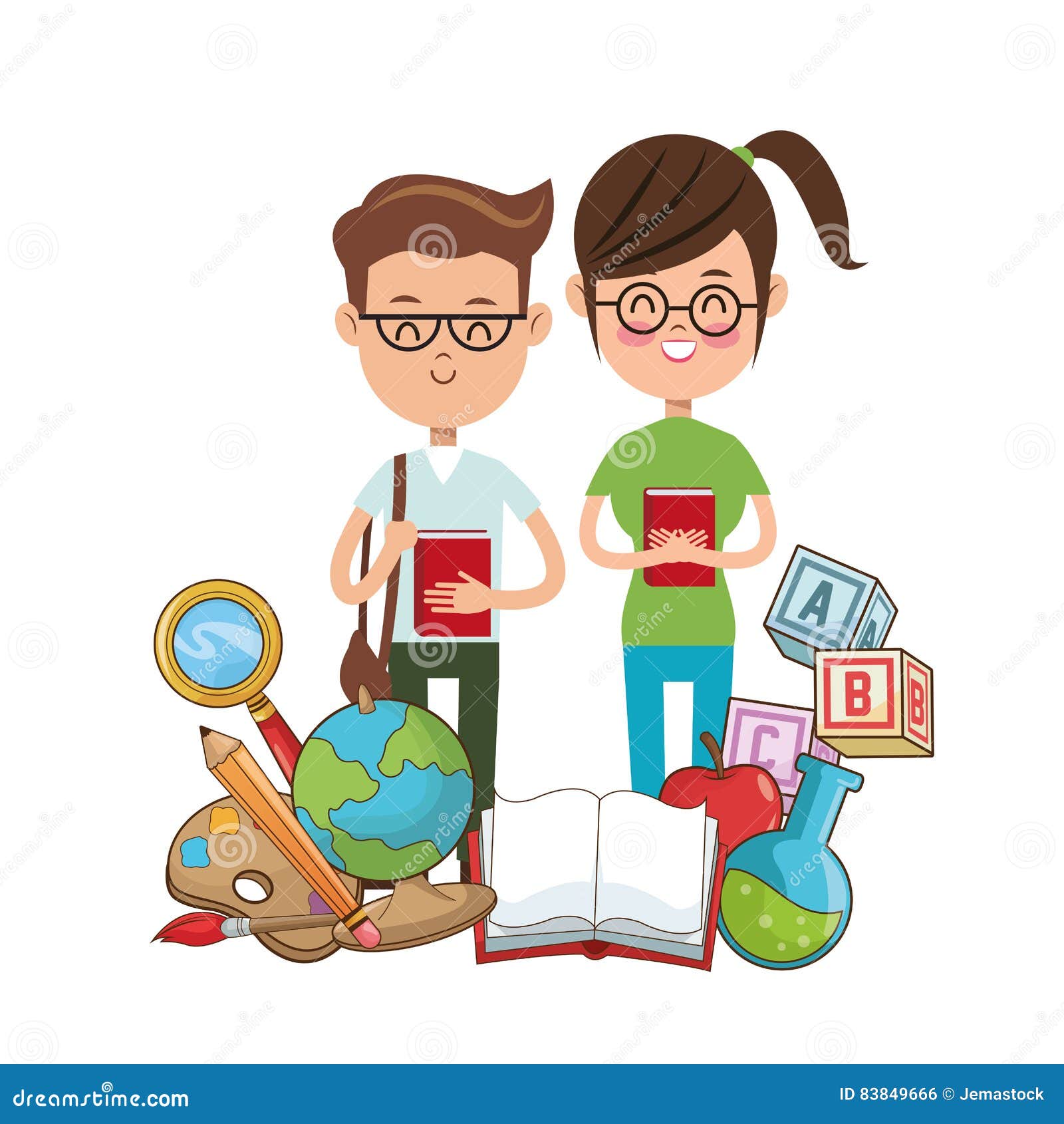 Nerd Students Glasses Book College Tools Stock Vector - Illustration of ...
