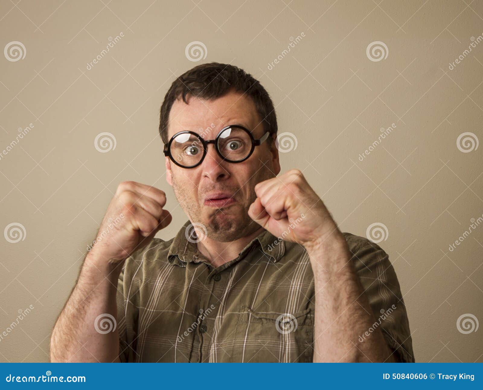 Nerd about to fight stock photo. Image of fear, funny - 50840606