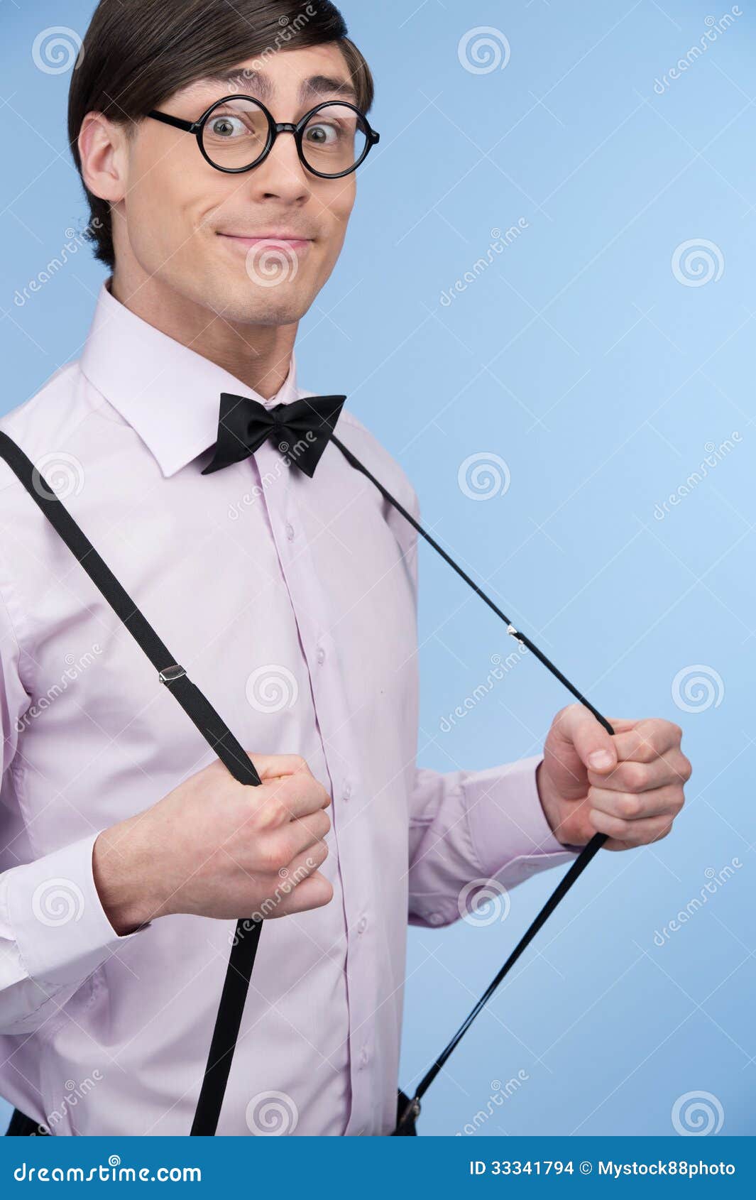 Nerd. Young Nerd Man Smiling Stock Photo - Image of positivity, blue ...