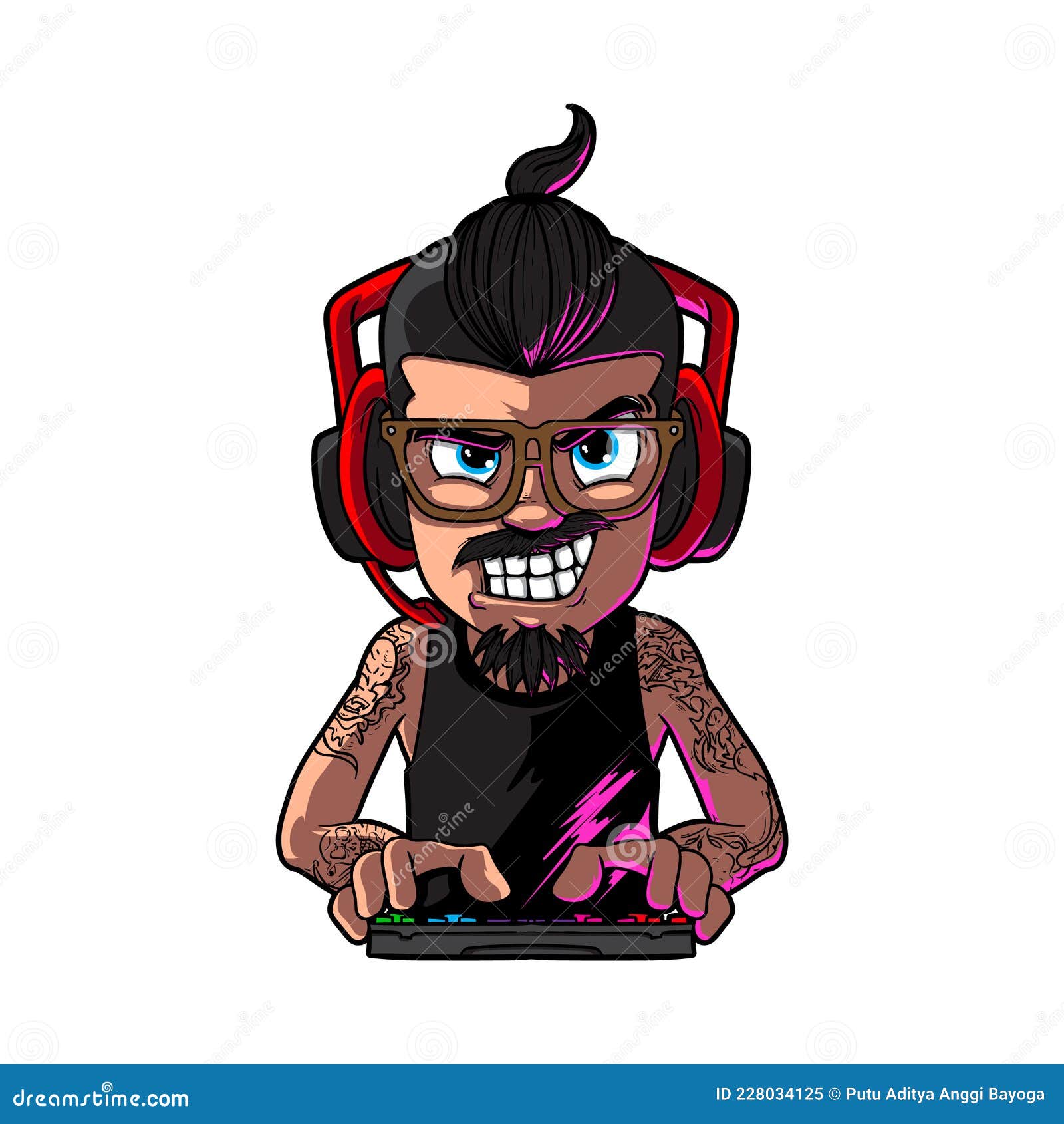 Cartoon Game Addict Vector Illustration Stock Vector - Illustration of ...