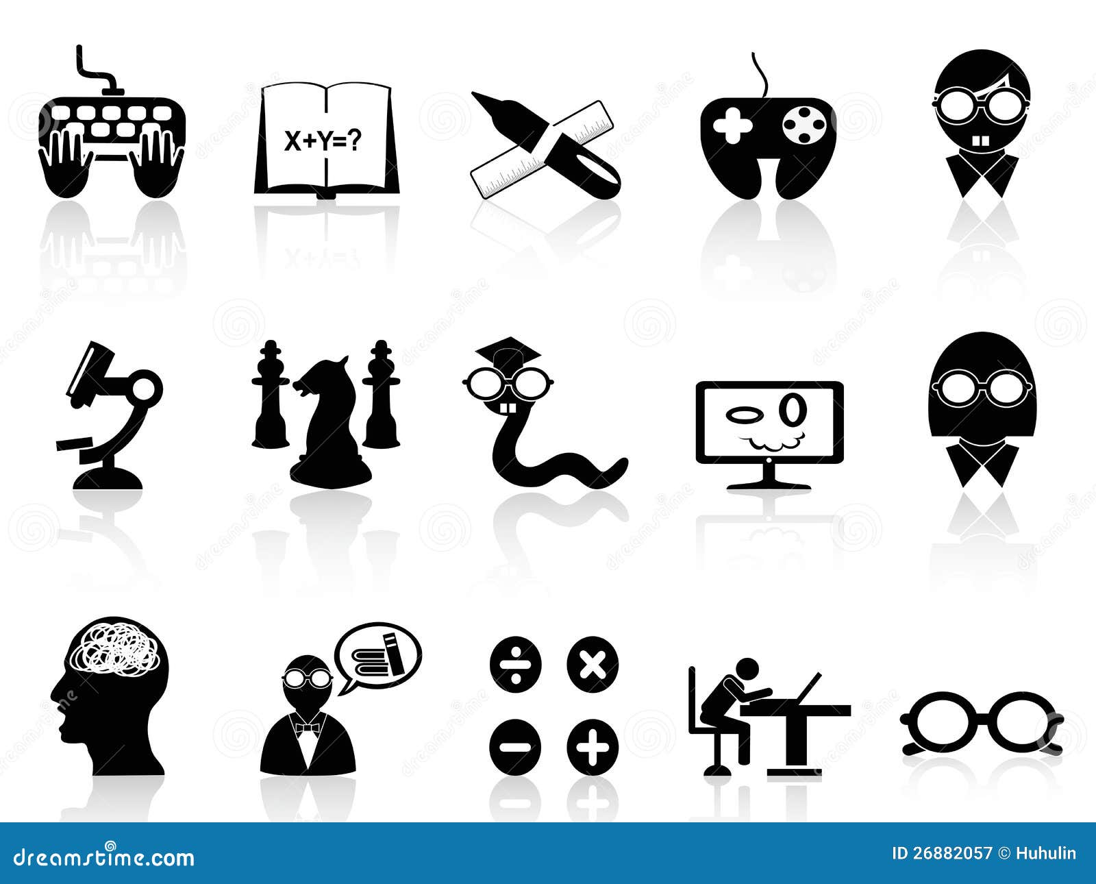 Nerds icon set stock vector. Illustration of joystick - 26882057