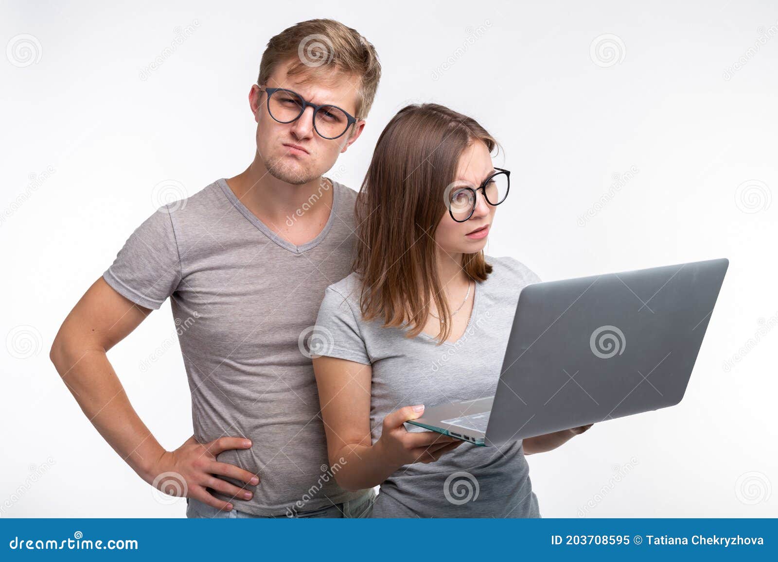 Nerds, Study, People Concept - a Couple of Student People Look with ...