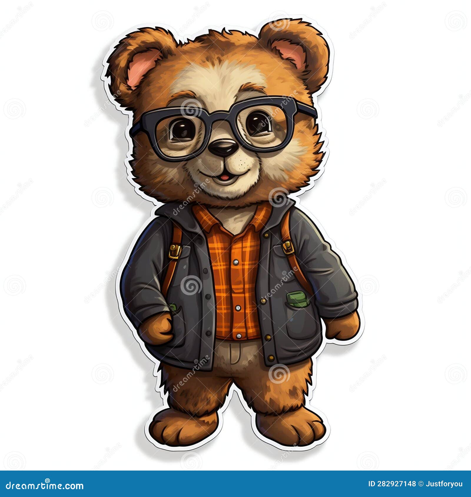 Nerdy it Bear Sticker on White Background. Generative Ai Stock ...