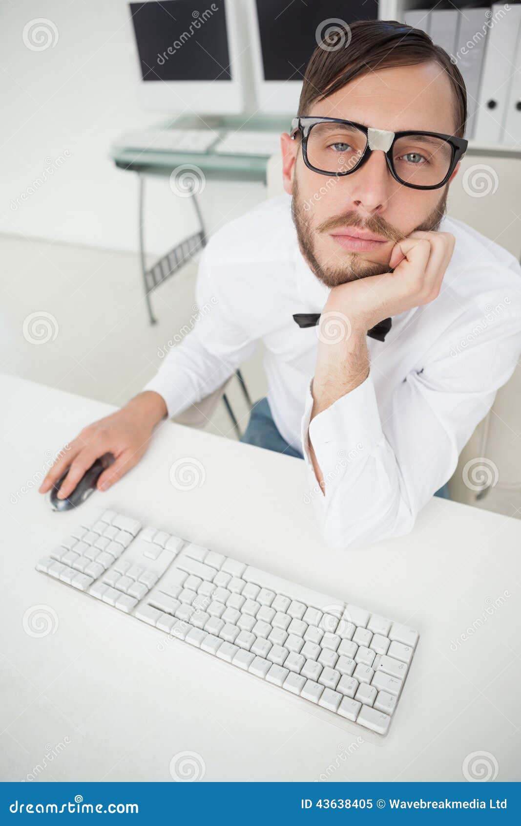 Nerdy Bored Businessman Working Computer Stock Photos - Free & Royalty ...