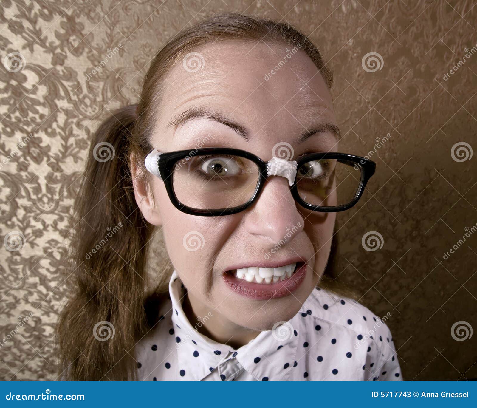 Nerdy Girl stock image. Image of nervous, nerd, teeth - 5717743