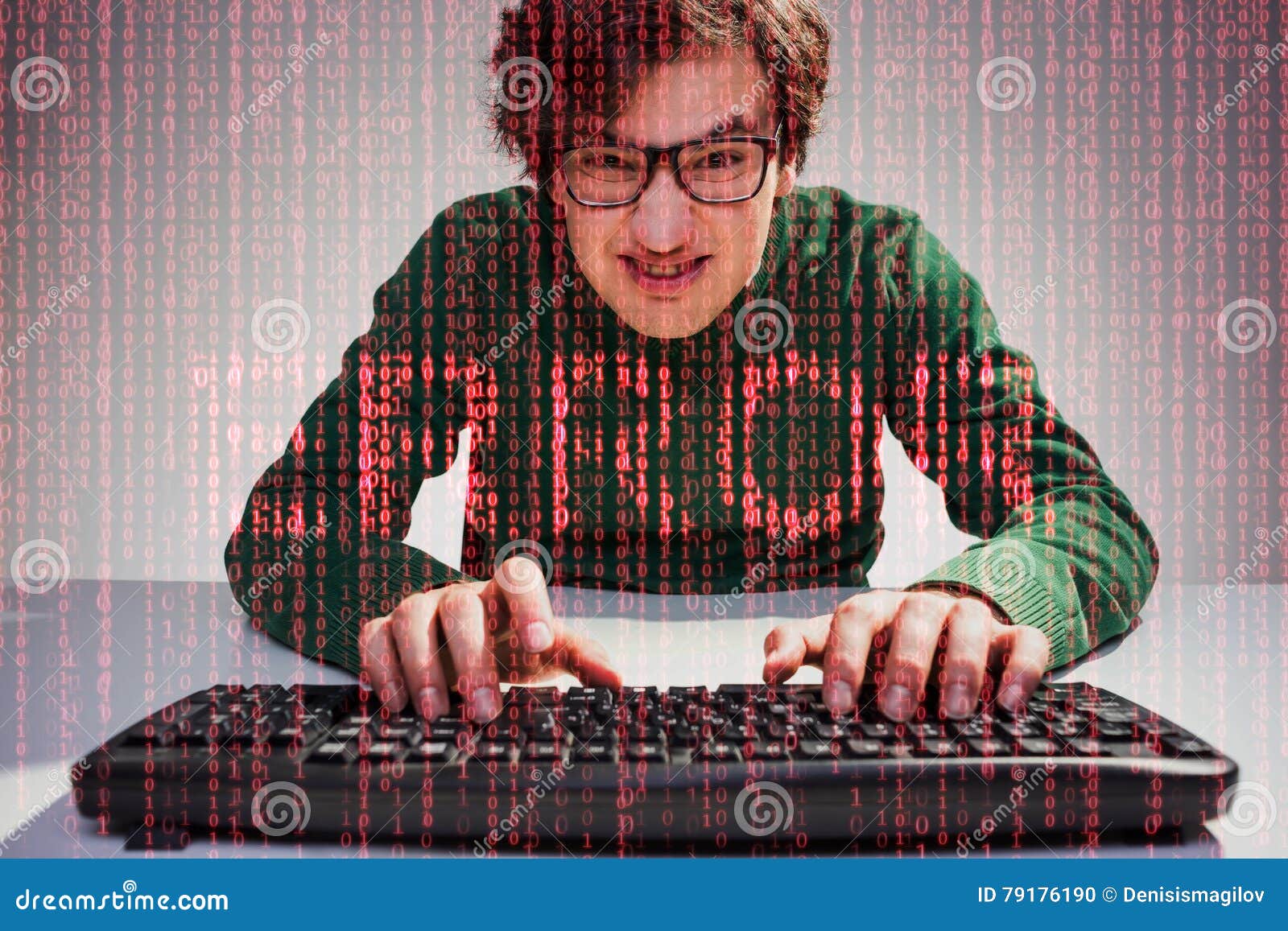 Nerdy Guy and Red Error Text Stock Photo - Image of network, background ...
