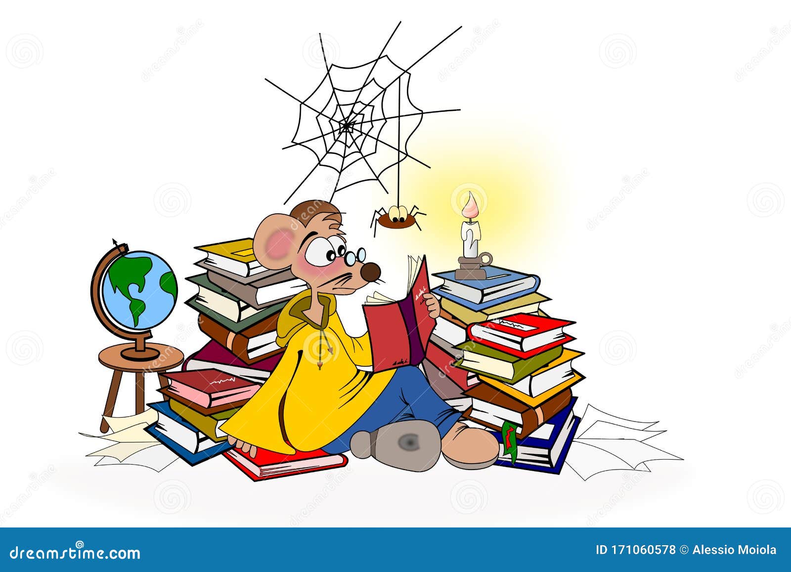 Nerdy mouse in the library stock photo. Illustration of funny - 171060578