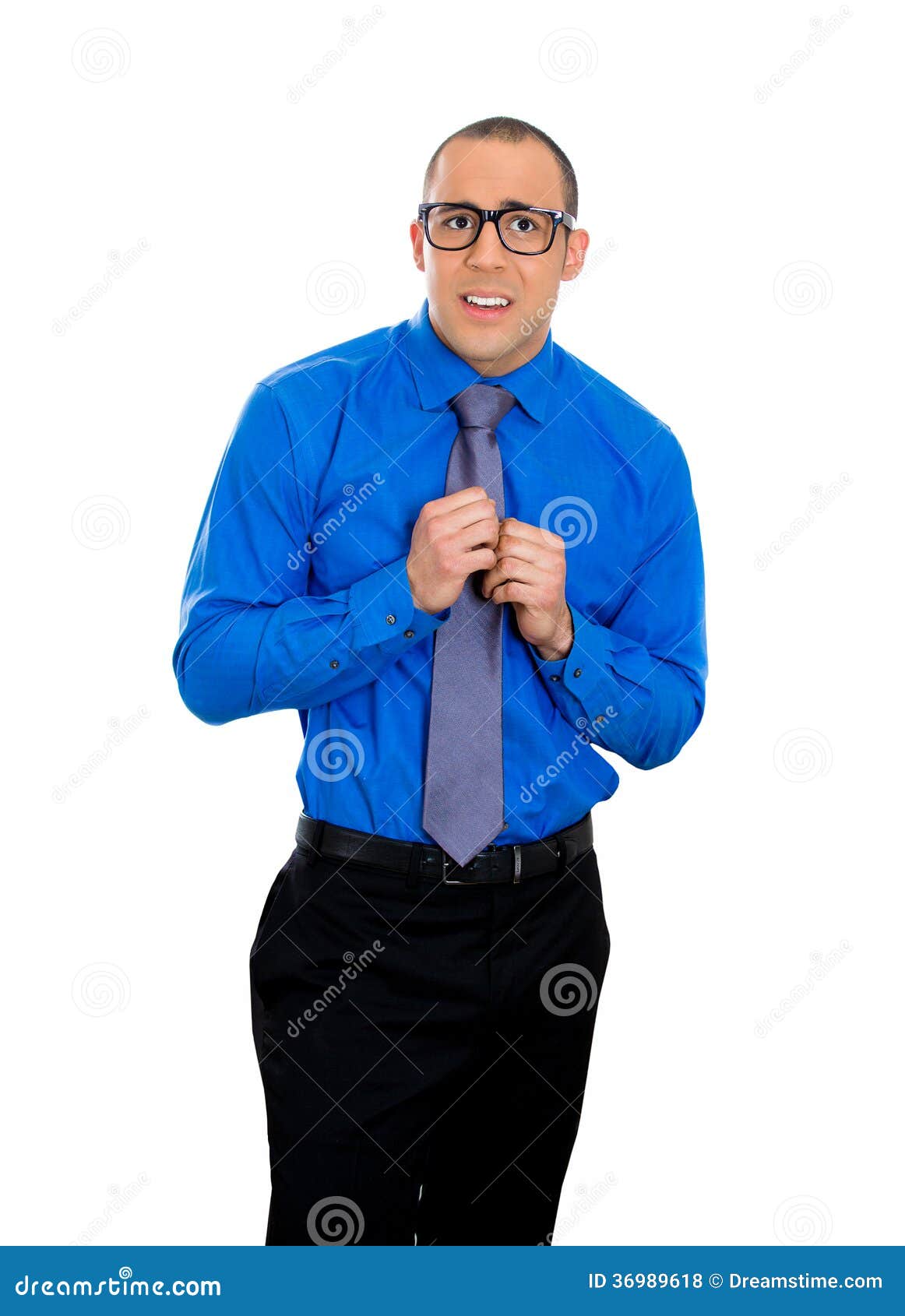Nerdy scared, anxious man stock photo. Image of hesitation - 36989618
