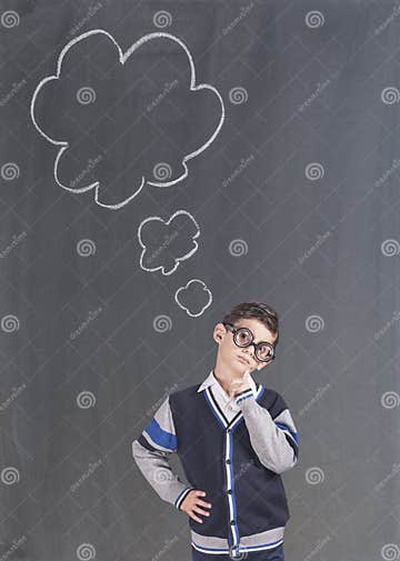 Nerdy School Boy Thinking Hard Stock Image - Image of back, bright ...