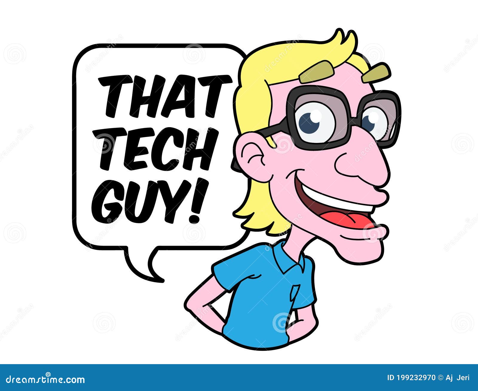 Nerdy Tech Guy Cartoon stock vector. Illustration of speech - 199232970