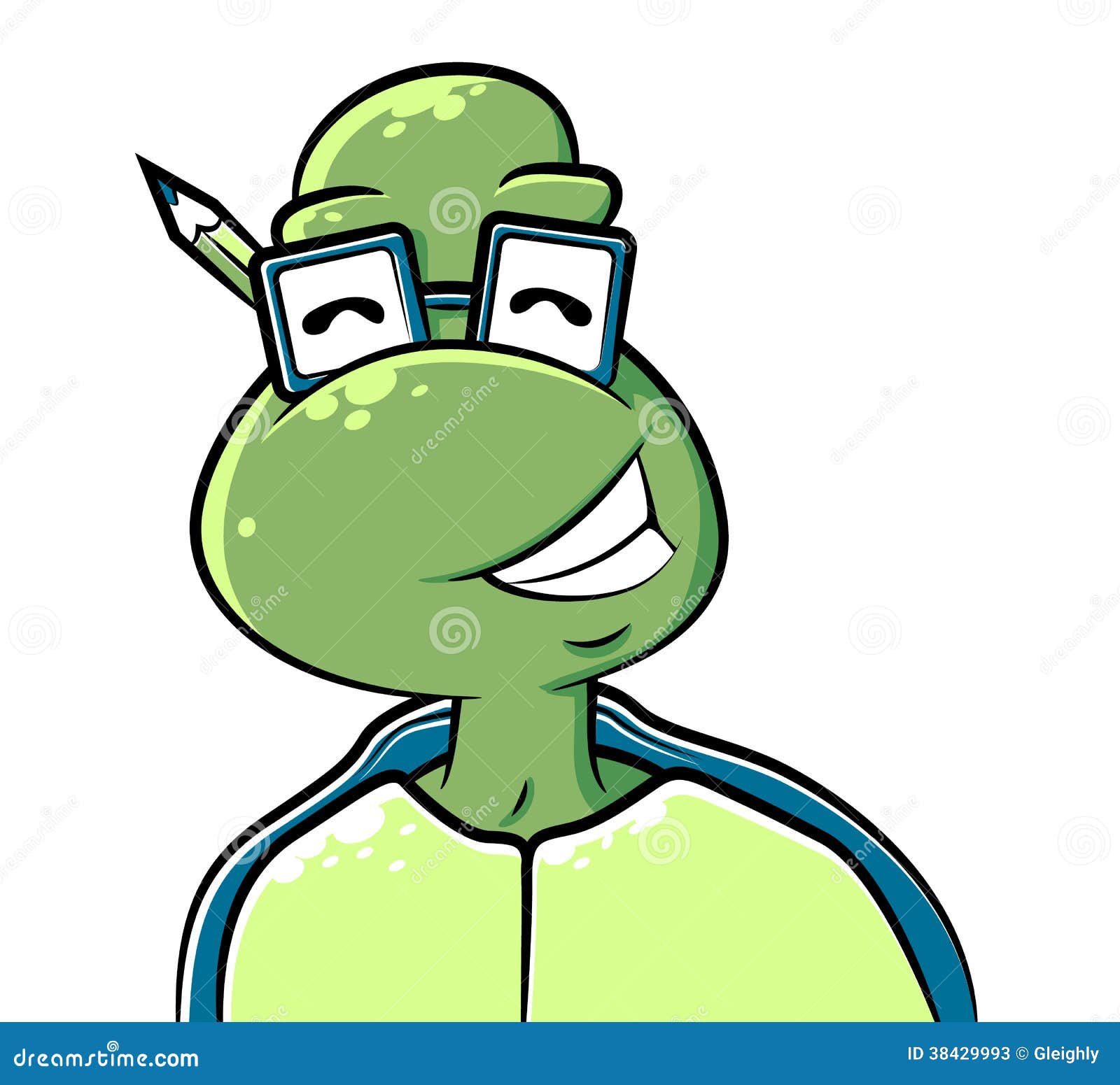 Nerdy Turtle stock vector. Illustration of happy, pencil - 38429993