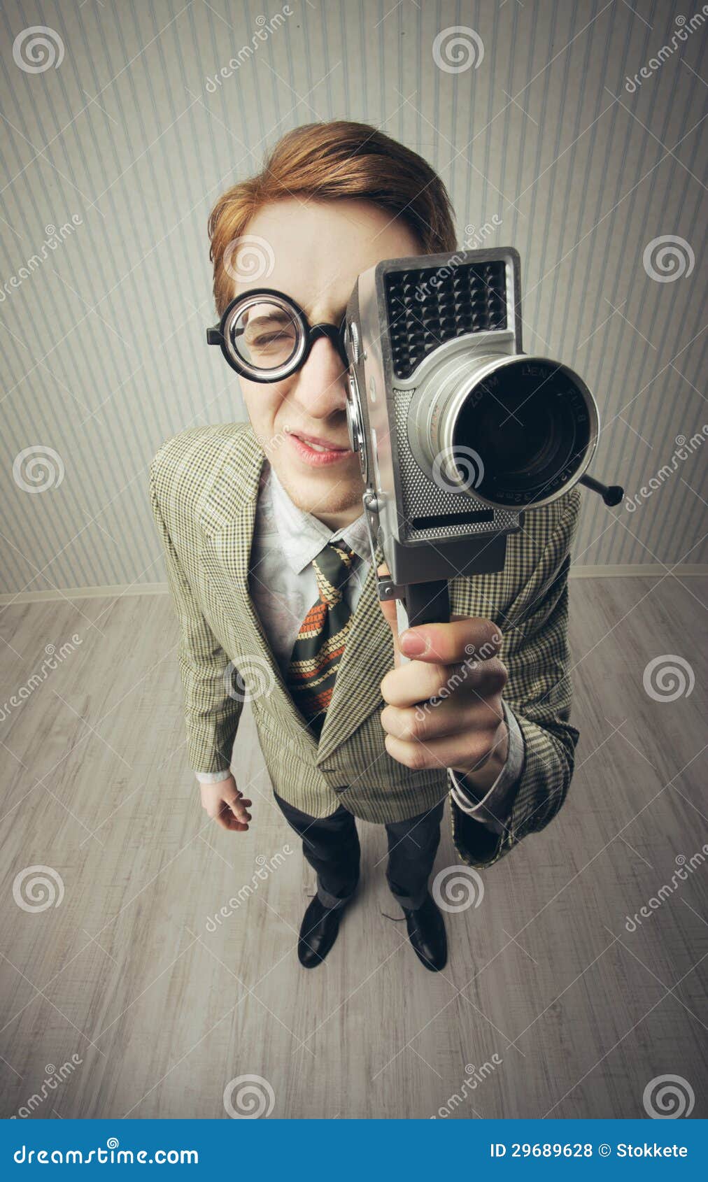 Nerdy Young Man with Movie Camera Stock Photo - Image of operator, 1970 ...