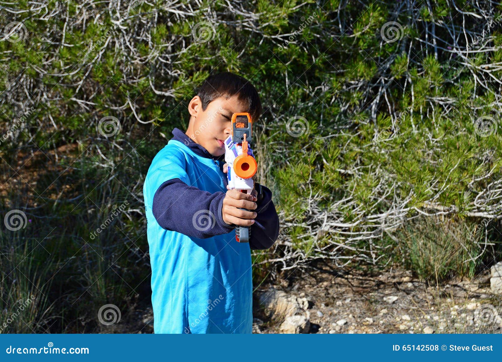 Nerf Gun Aiming at the Camera Stock Photo - Image of fort, concrete ...