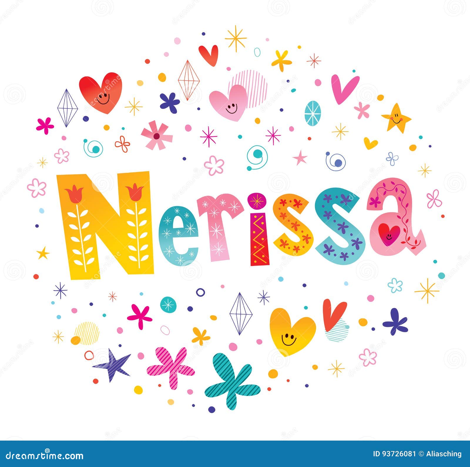 Nerissa girls name stock vector. Illustration of design - 93726081