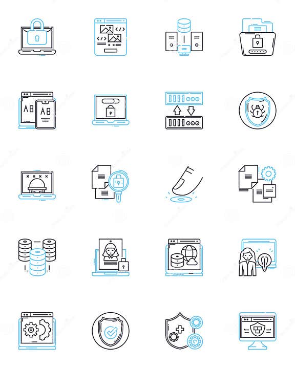 Nerk Security Linear Icons Set. Firewall, Encryption, Authentication, Intrusion, Cybersecurity ...