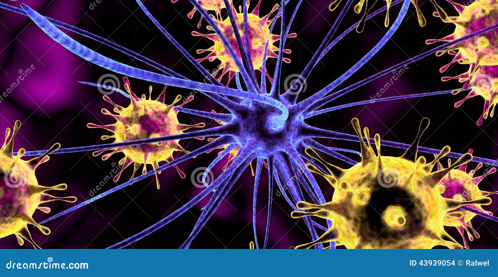 Nerve Cell Attacked by Virus Stock Photo - Image of health, autoimmune ...