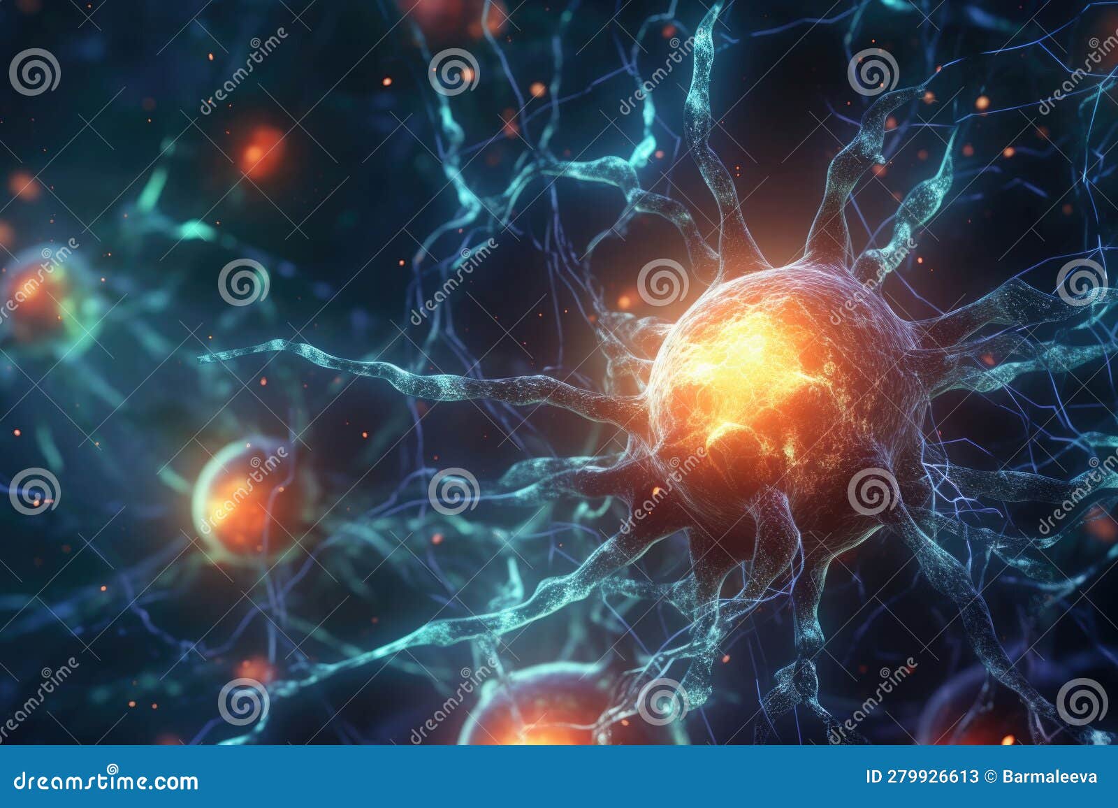 Nerve Cell Banner. System Neuron of Brain with Synapses Stock ...