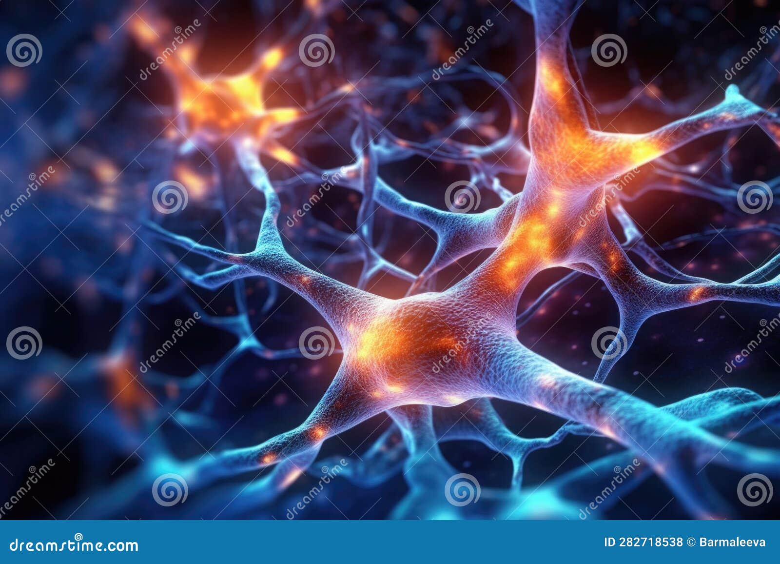 Nerve Cell Banner. System Neuron Of Brain With Synapses. Generative A ...