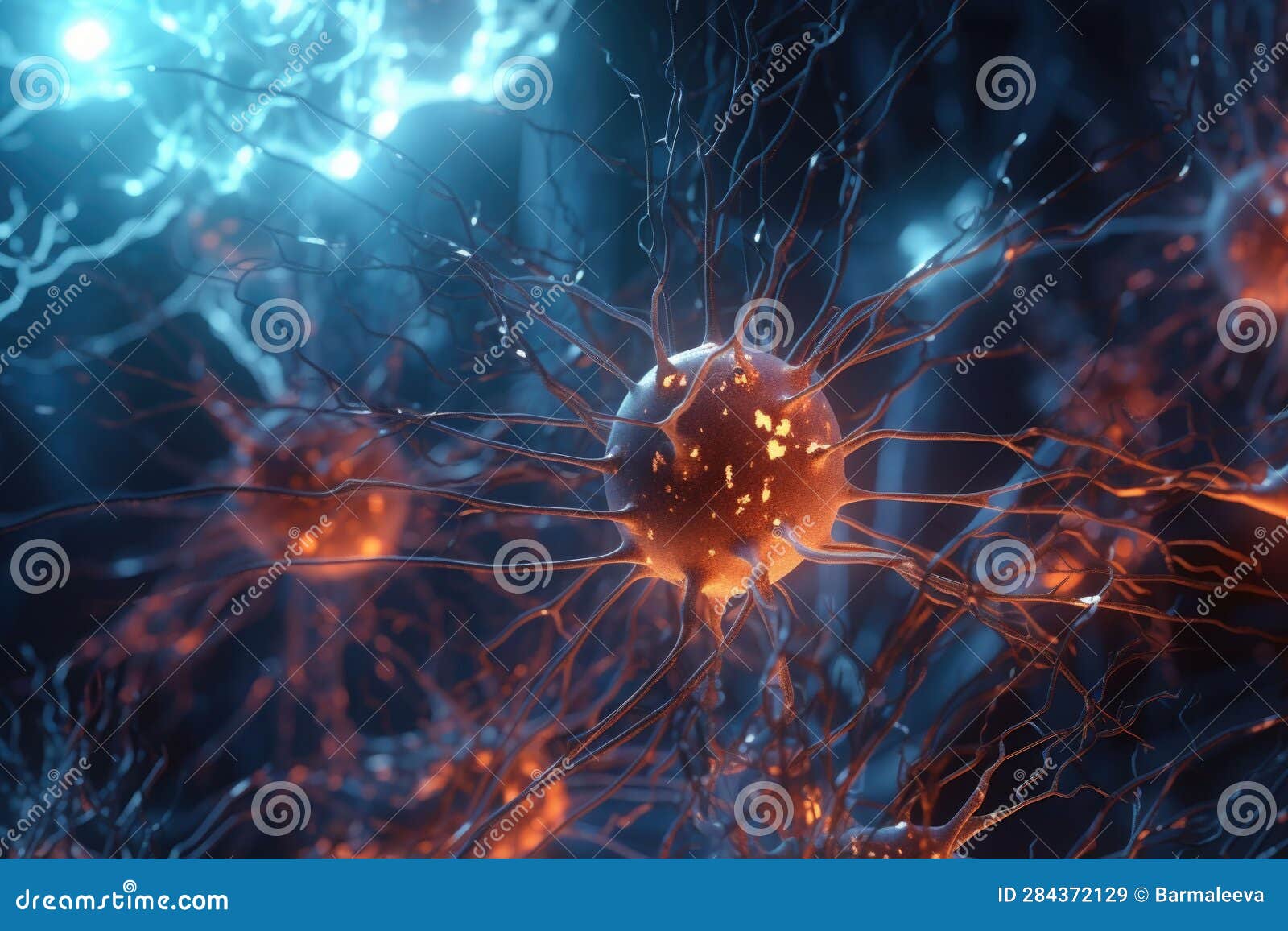 Nerve Cell Banner. System Neuron of Brain with Synapses Stock ...