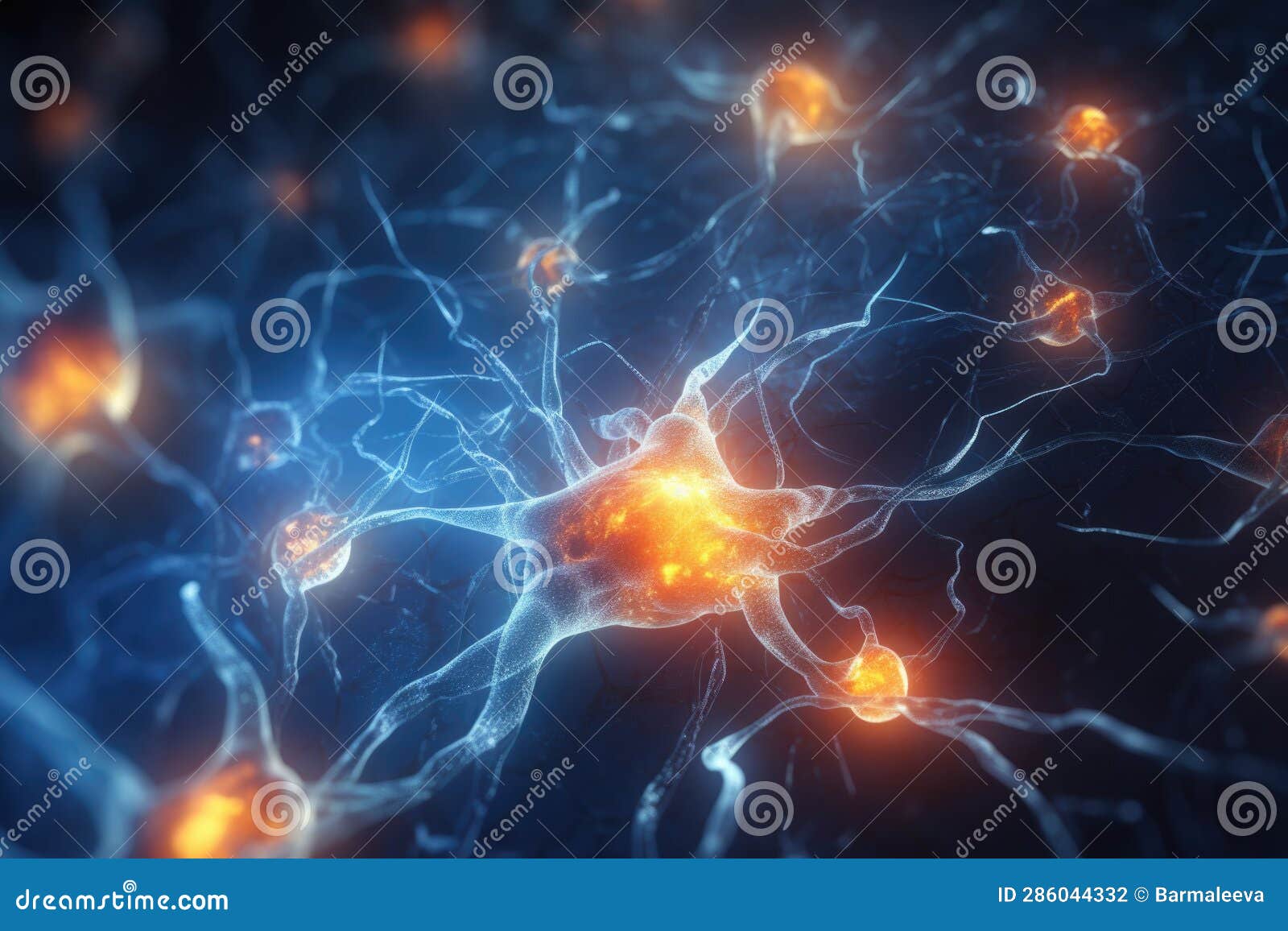 Nerve Cell Banner. System Neuron of Brain with Synapses Stock ...