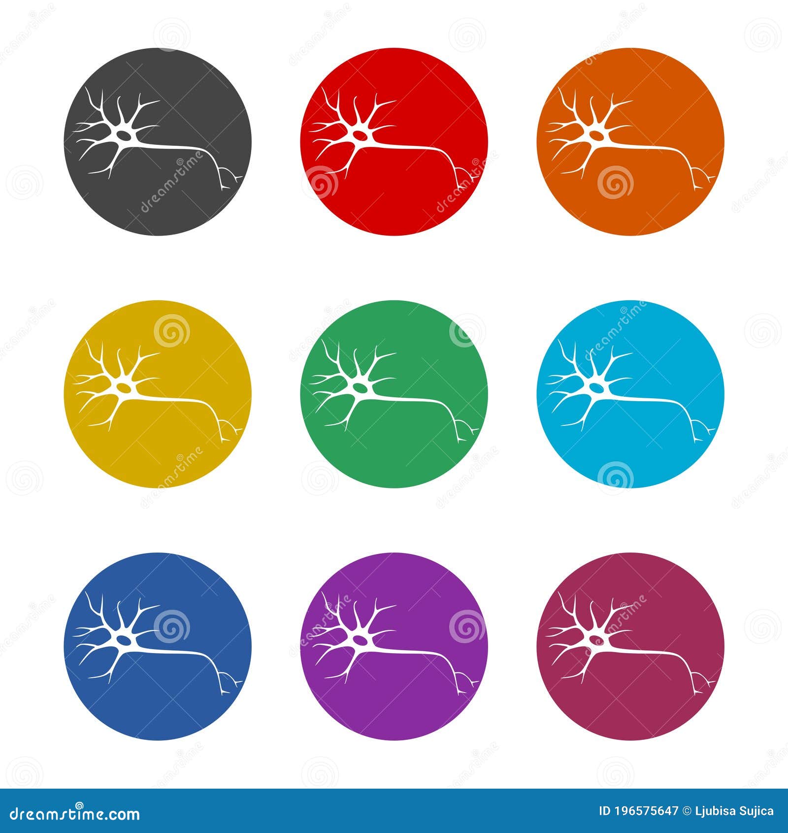 Nerve cell icon, color set stock vector. Illustration of cord - 196575647