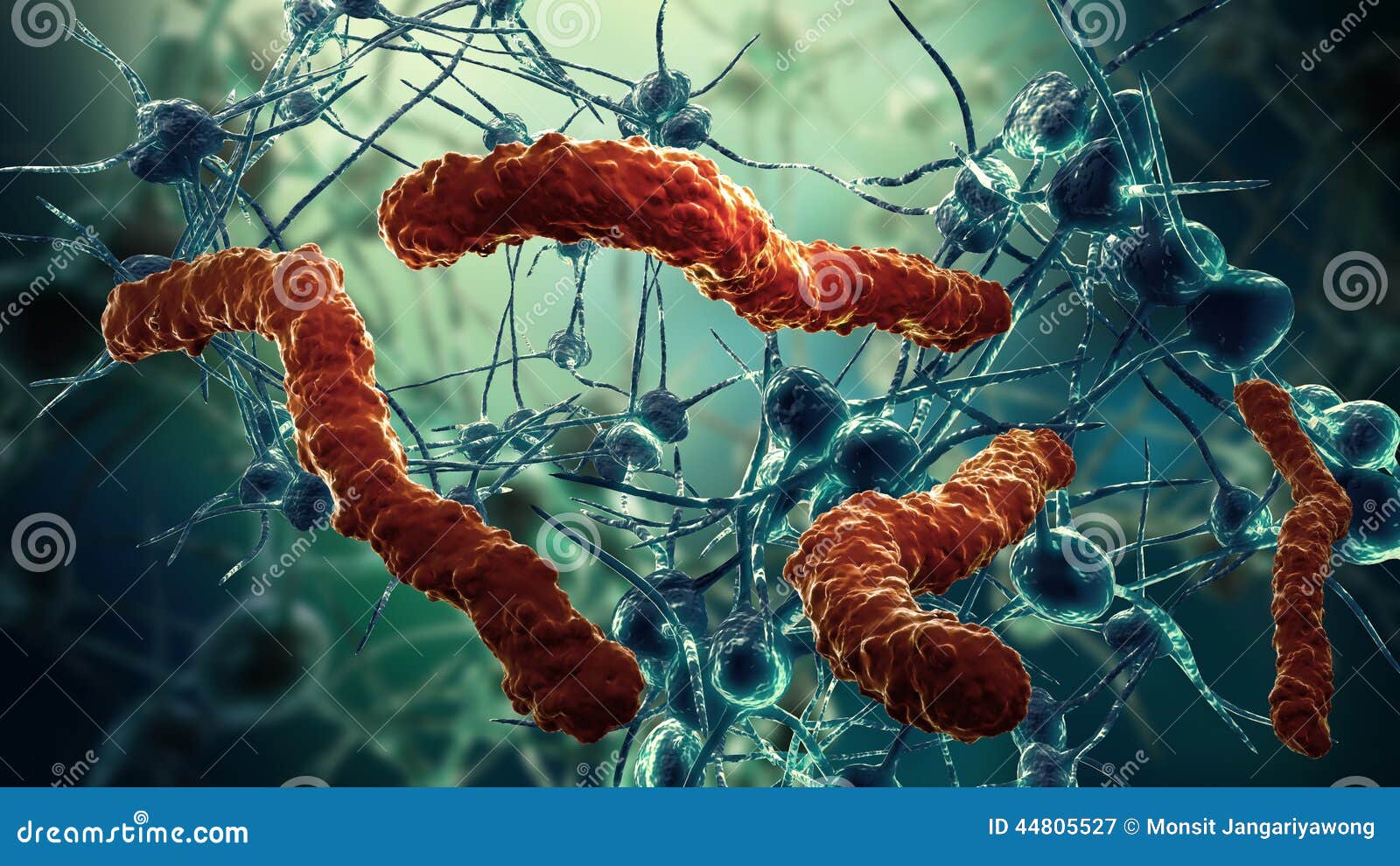 Nerve Cell Network and Virus Stock Illustration - Illustration of ...