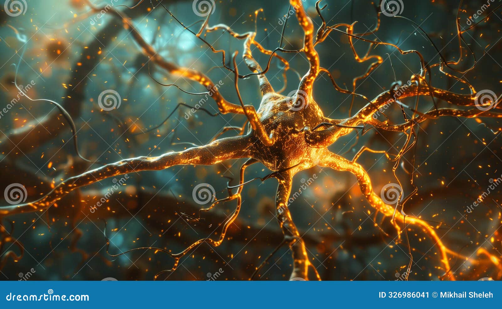 Nerve Cell, Neuron, Close-up Under A Microscope Royalty-Free Stock ...