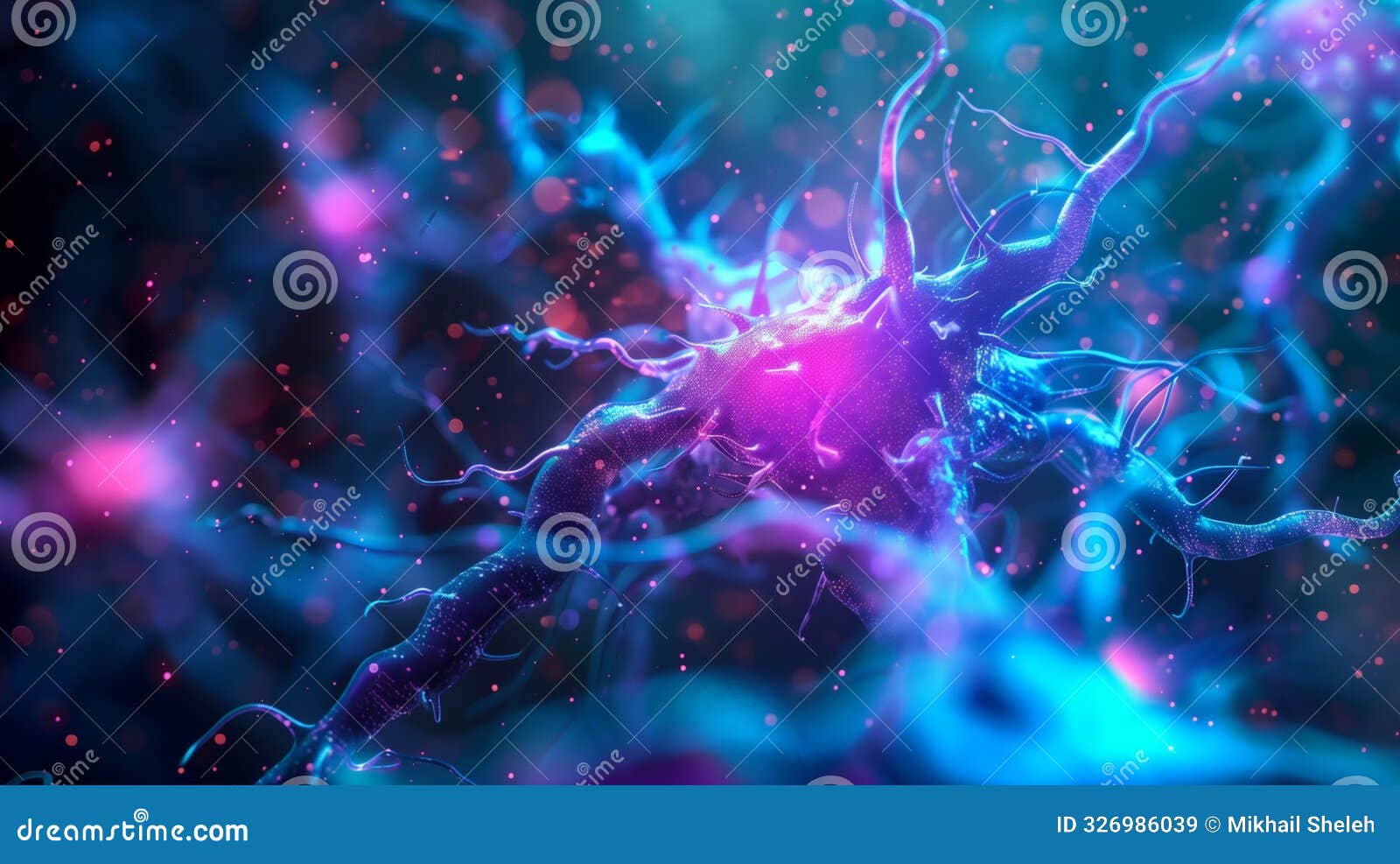 Nerve Cell, Neuron, Close-up Under A Microscope Stock Image ...