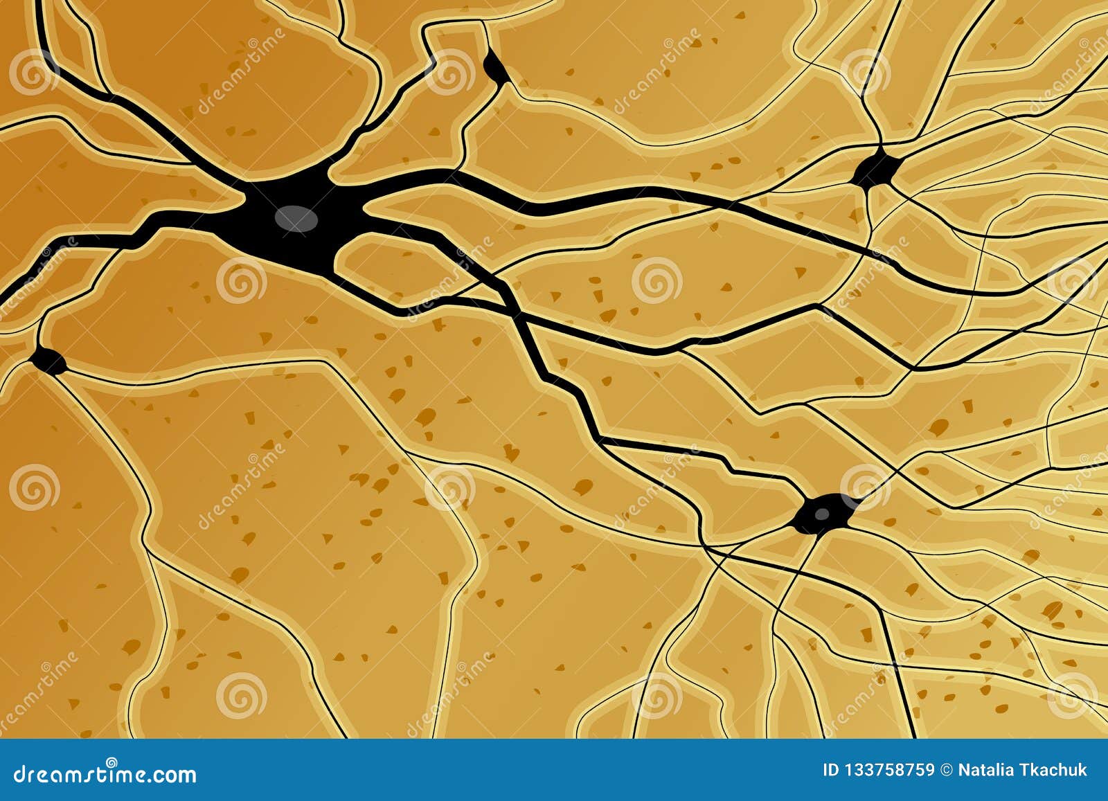 Nerve Celles With Axons, Vector Illustration, Blue On Dark Background ...