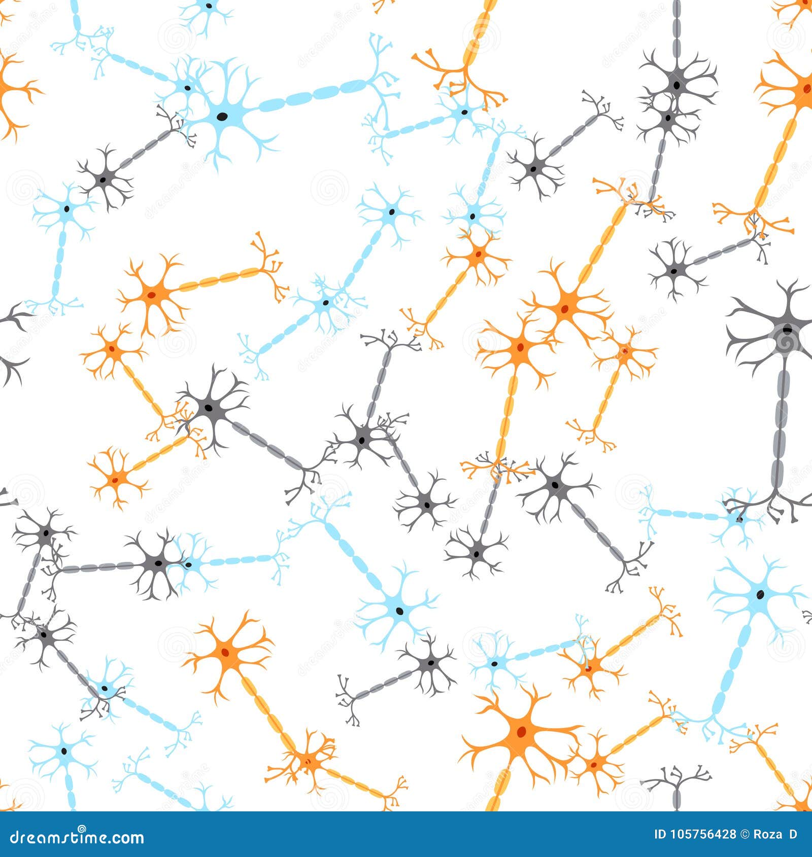 Nerve Cells Neurons Seamless 1-2 Stock Vector - Illustration of neuron ...