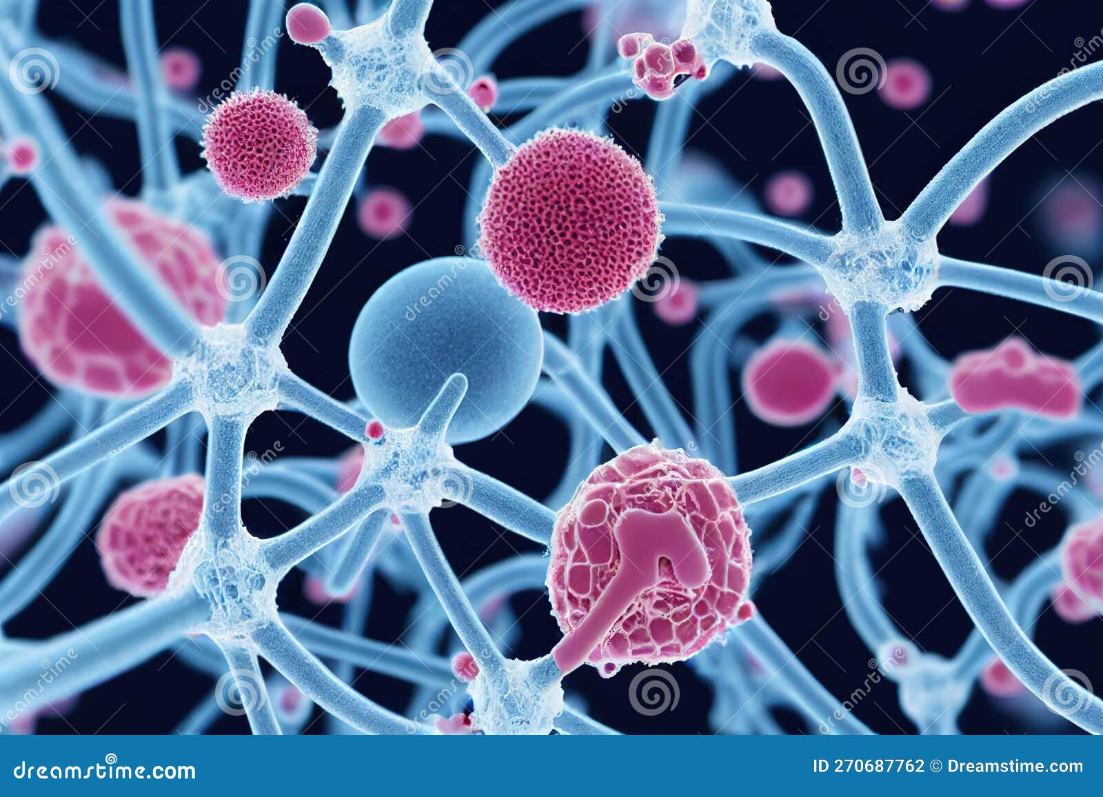 Nerve Large Nucleus Atom and Molecule Closeup with Neural Connections ...