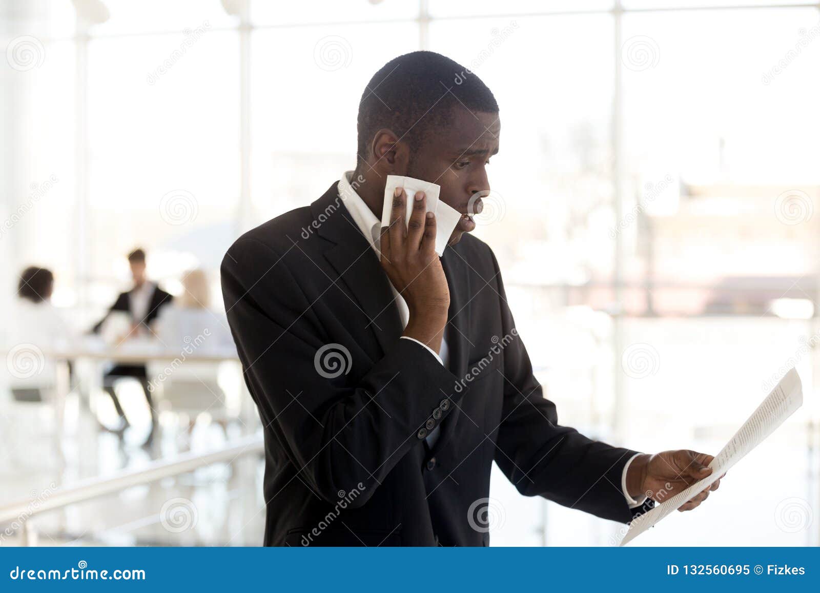 Nervous Black Male Speaker Reading Paper Preparing for Public Sp Stock ... Nervous Black Male Speaker Reading Paper Preparing for Public Sp Stock ...