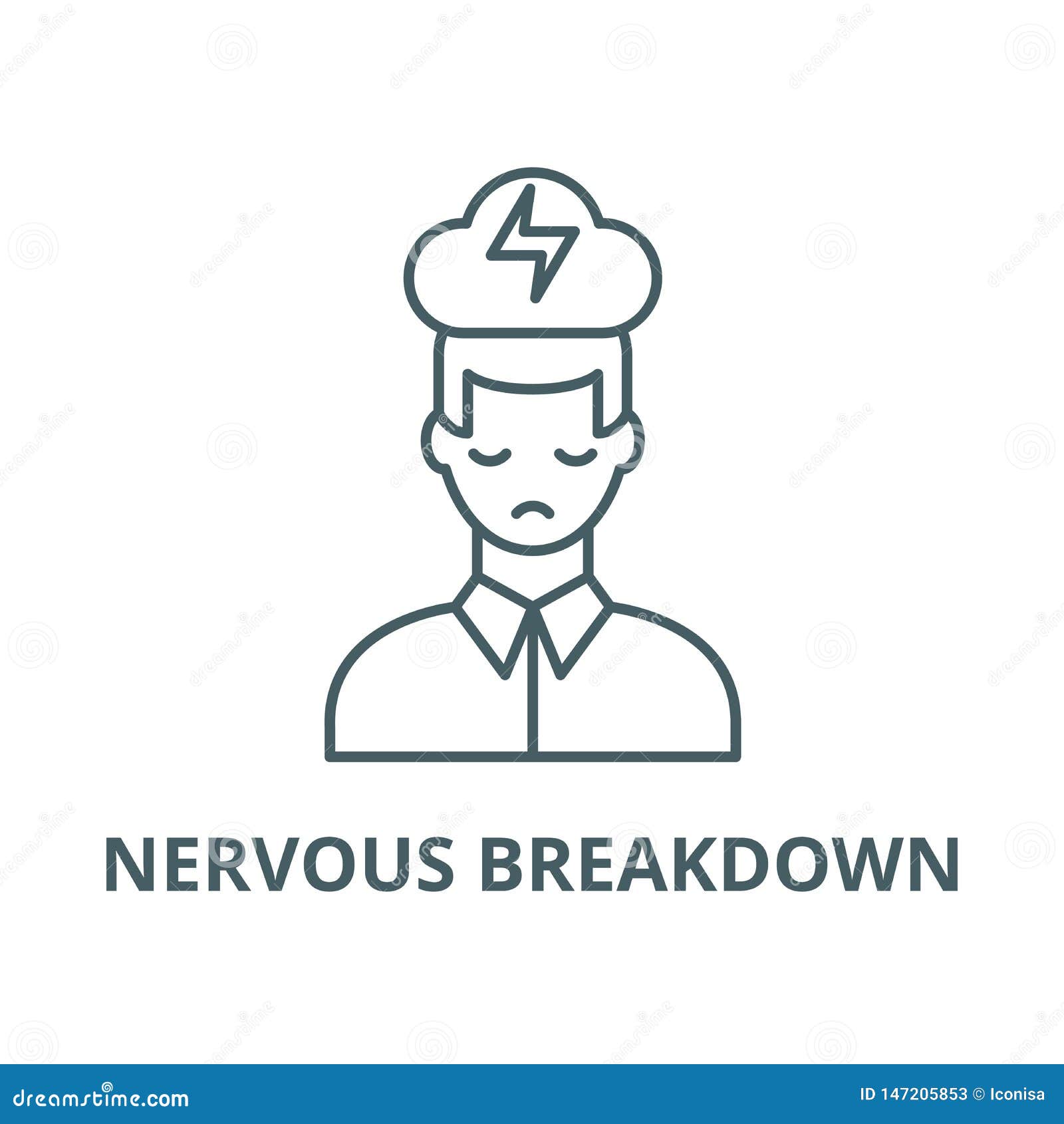 Nervous Breakdown Vector Line Icon, Linear Concept, Outline Sign ... Nervous Breakdown Vector Line Icon, Linear Concept, Outline Sign ...