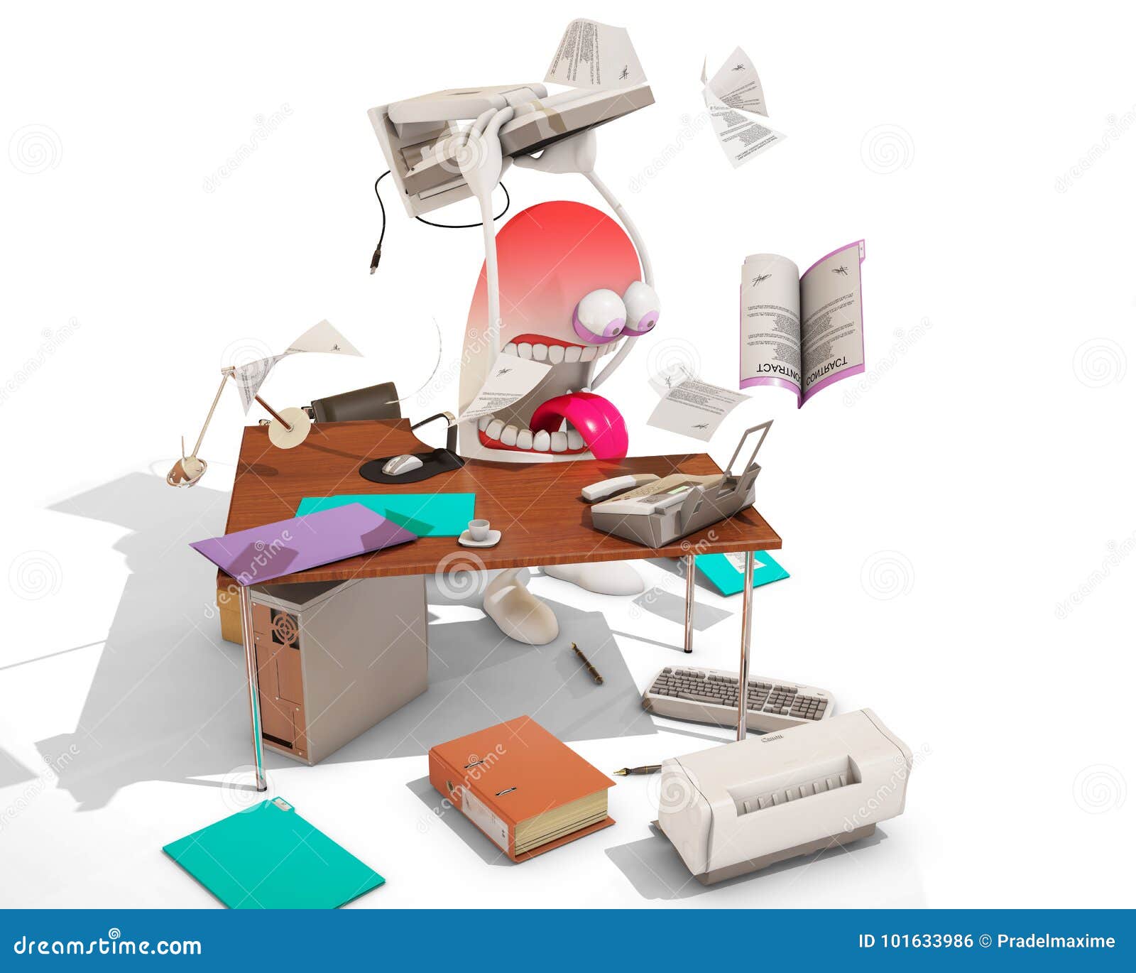 Nervous breakdown at work stock illustration. Illustration of break ...
