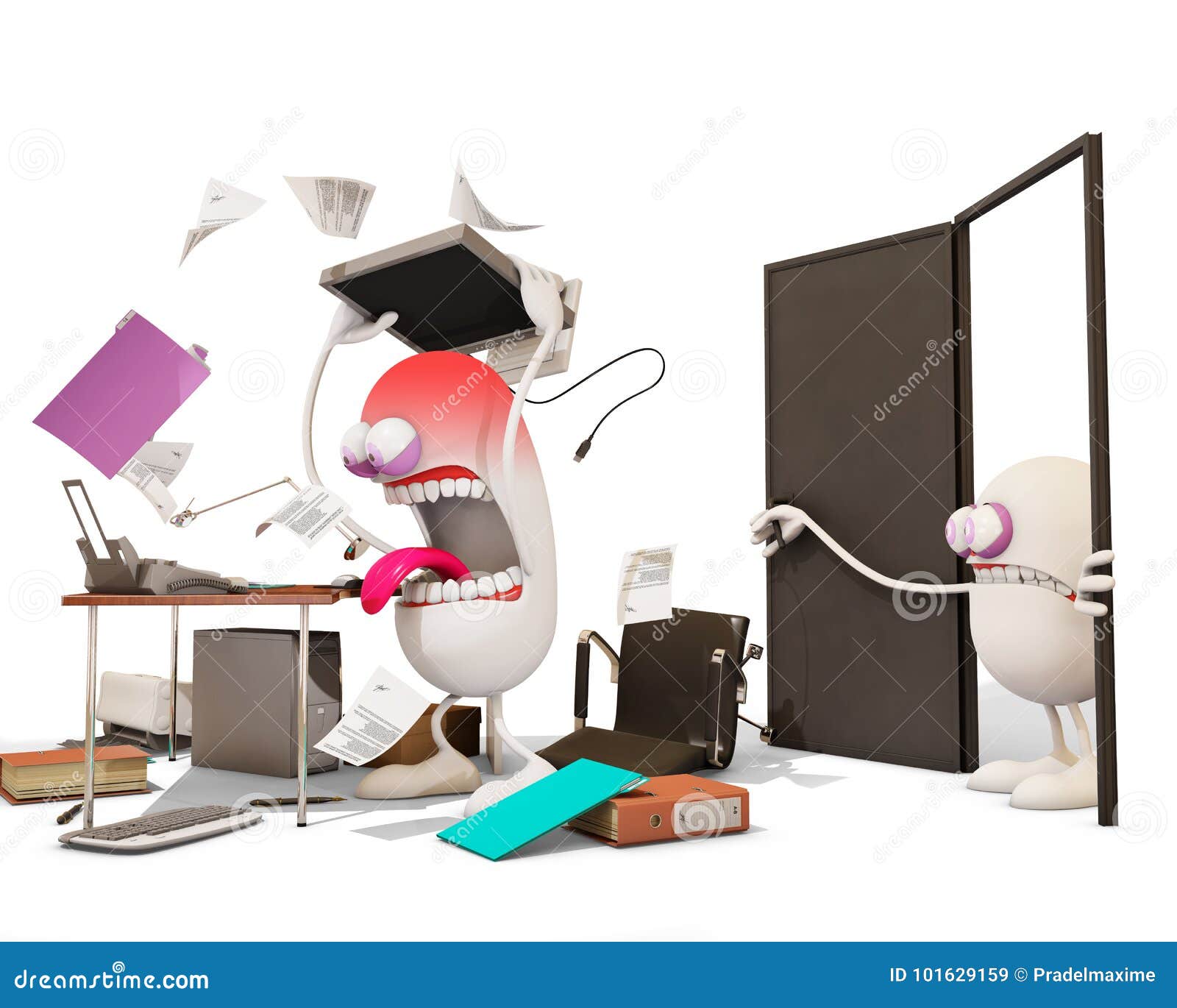Nervous breakdown at work stock illustration. Illustration of destroy ...